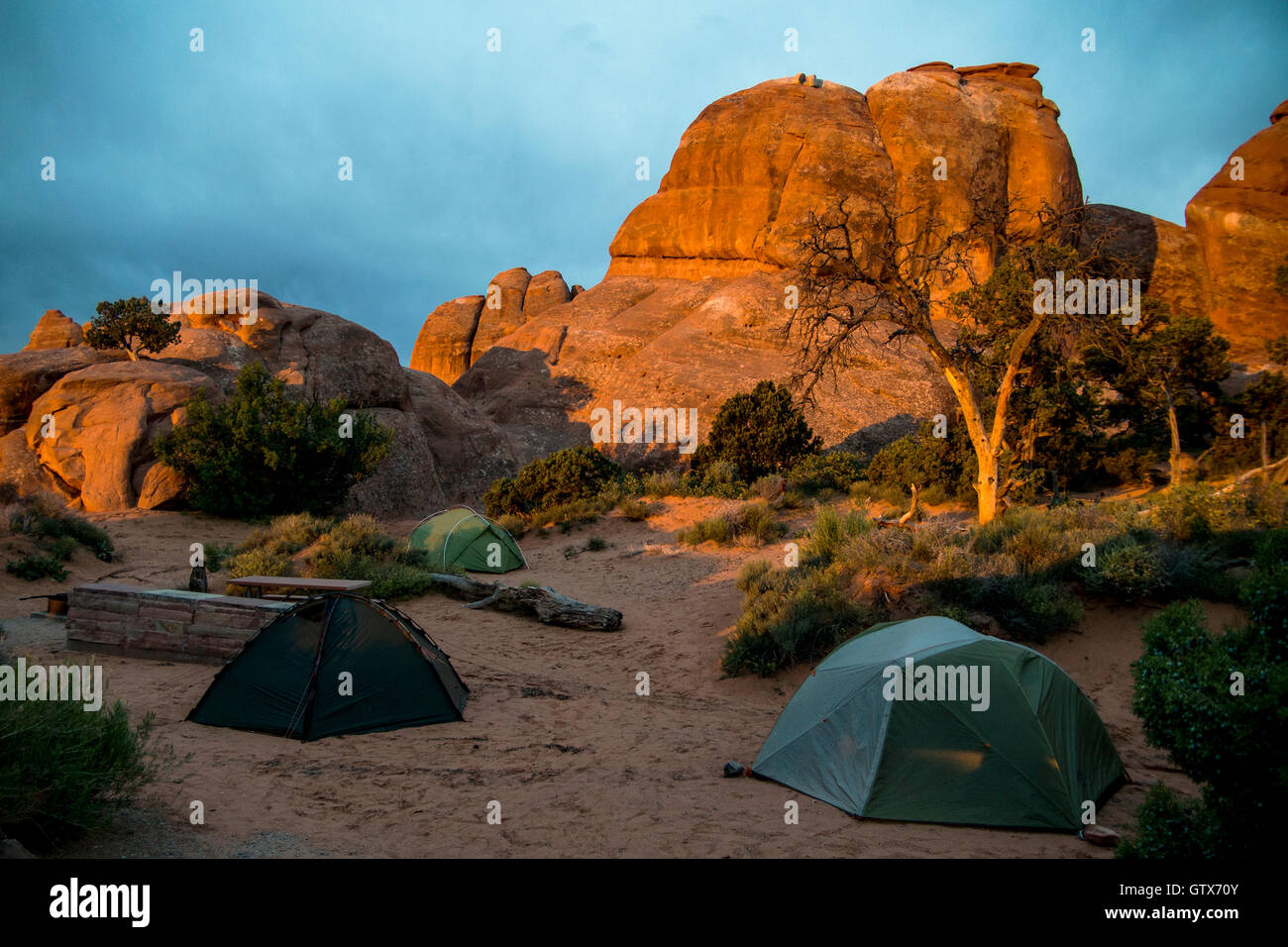 Moab Utah Arches National Camping at Devils camp 2 Stock Photo - Alamy