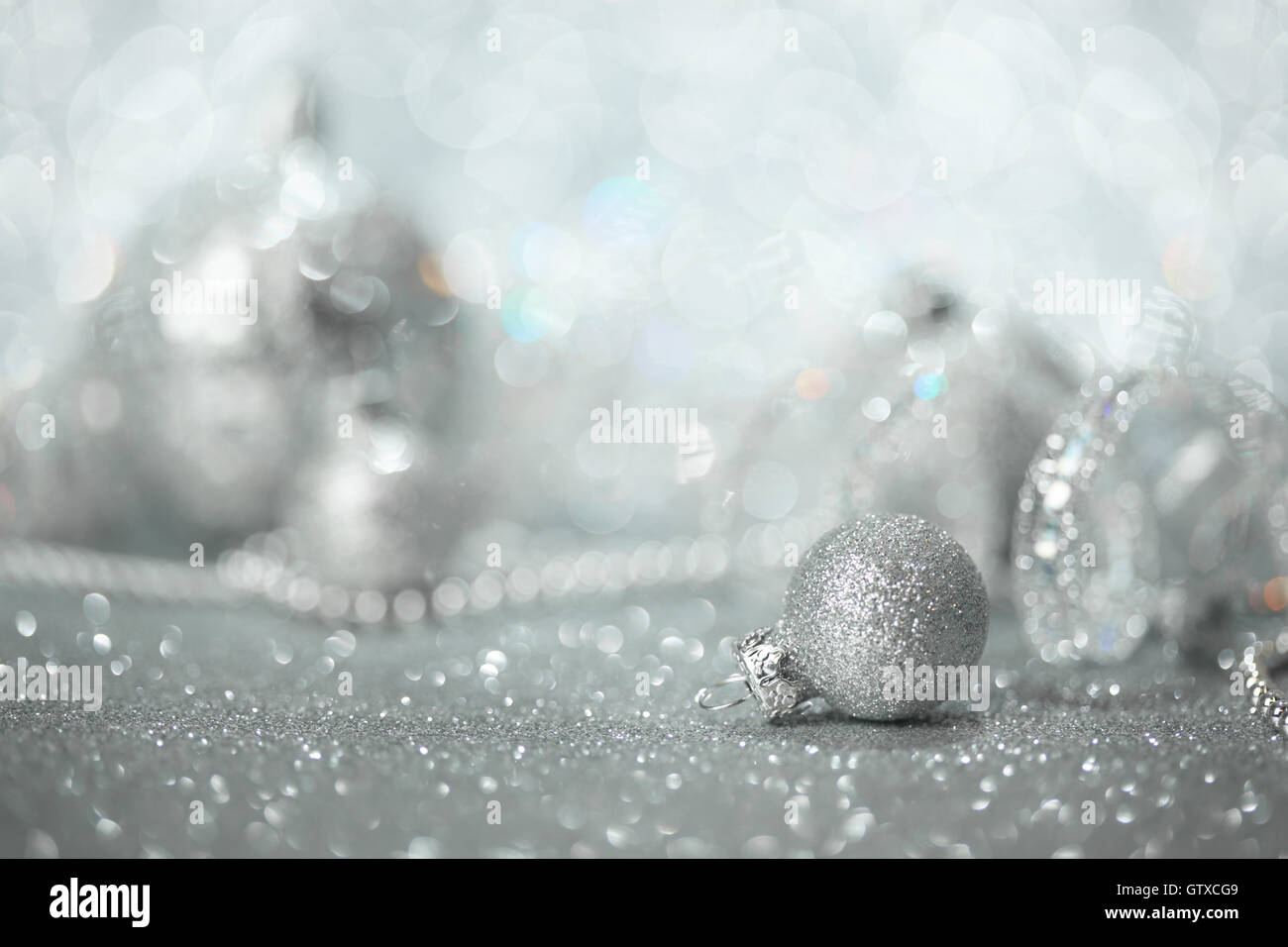 Silver Christmas decorations Stock Photo - Alamy