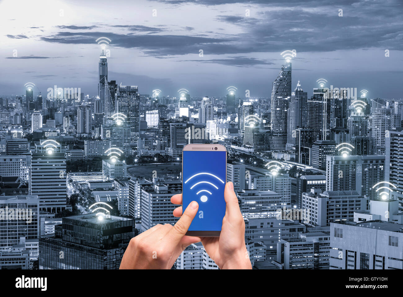 Wifi symbol and phone hi-res stock photography and images - Alamy