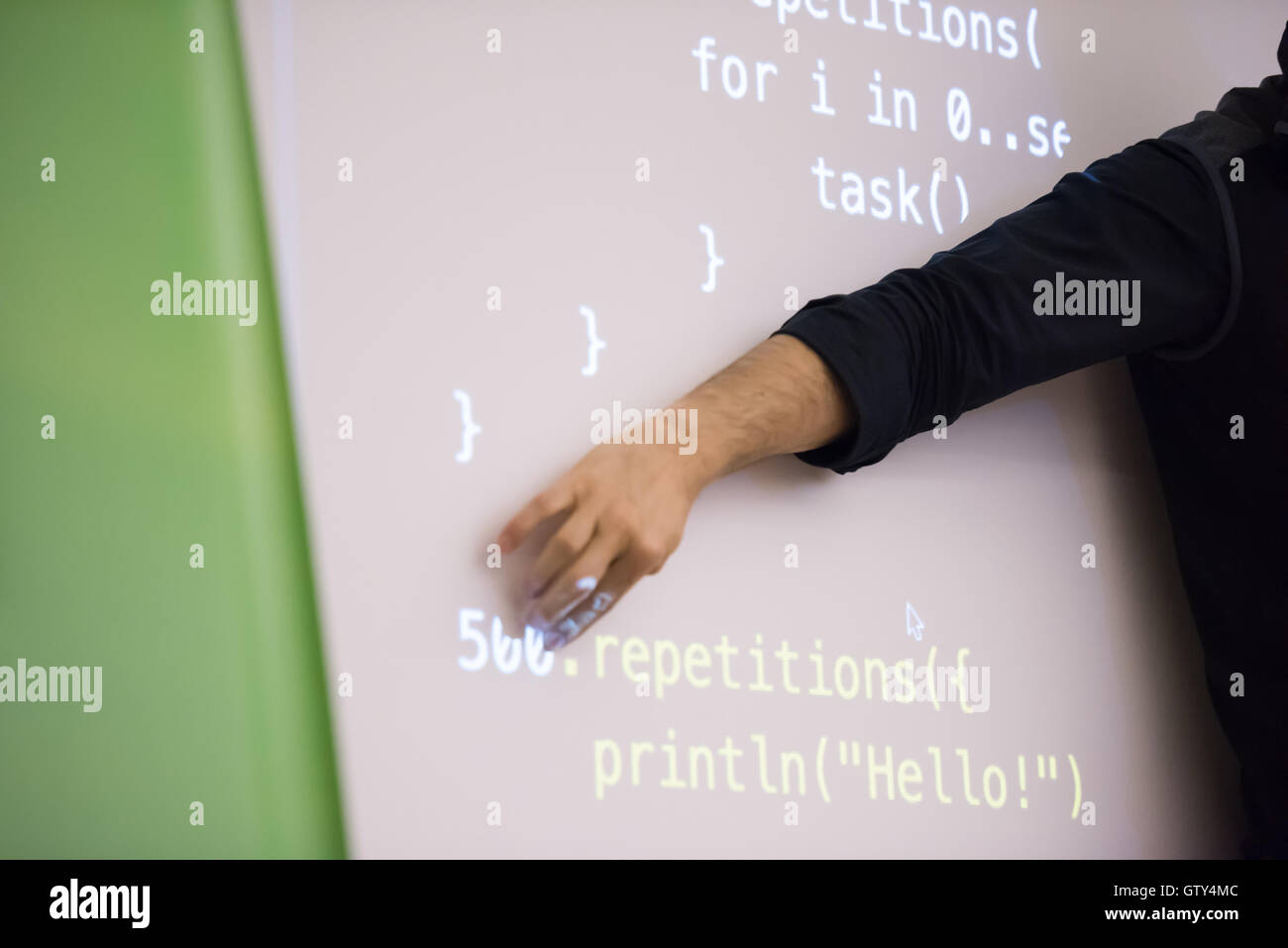 young computer technology students on code programming class have ...