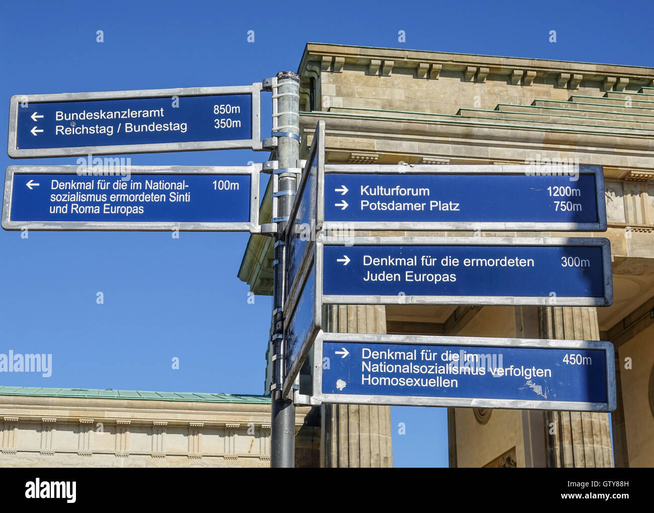 Direction signs to famous tourist attraction in Berlin Stock Photo - Alamy