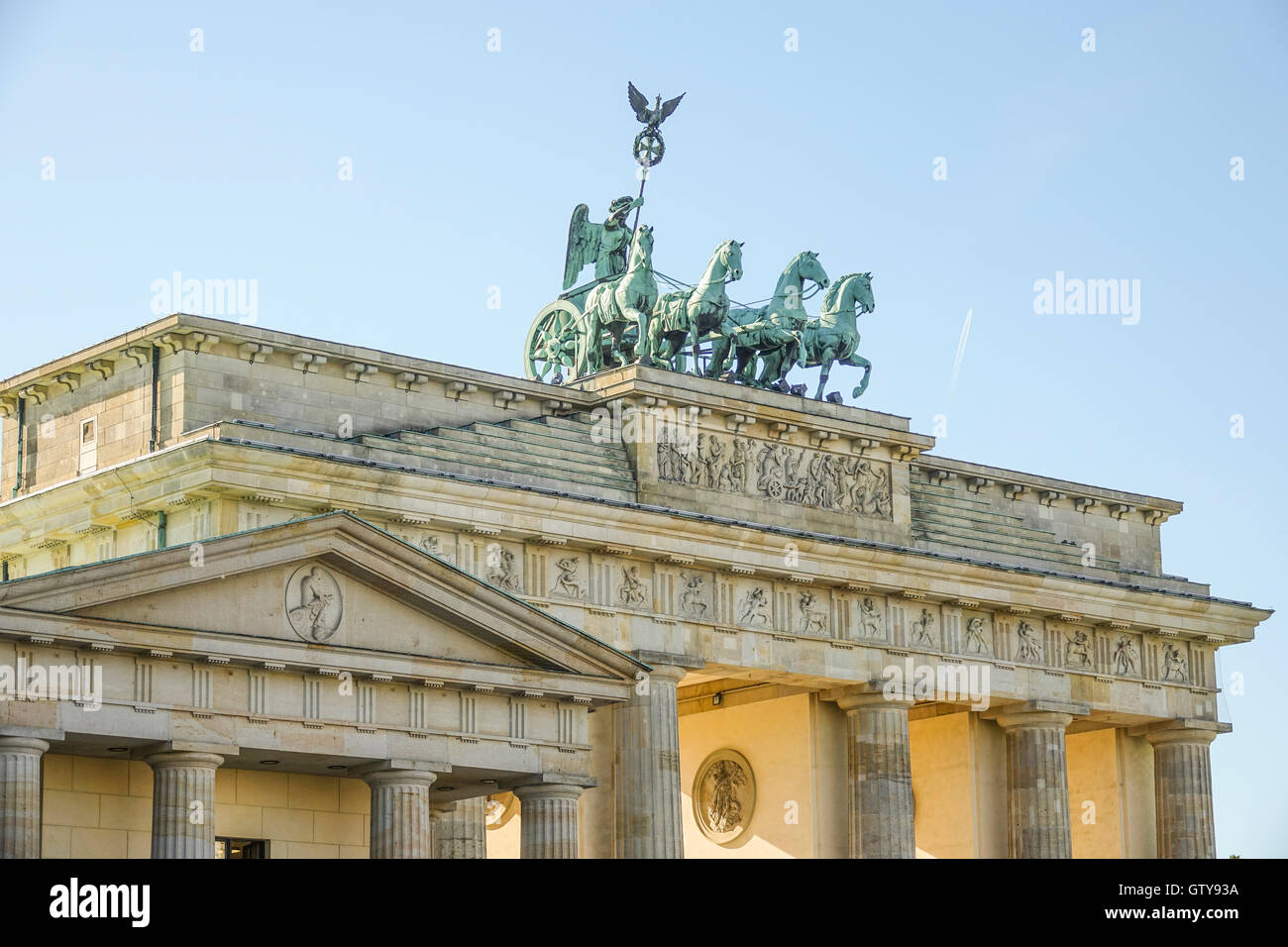 Quadriga statue on famous Brandenburg gate in Berlin - Brandenburger ...
