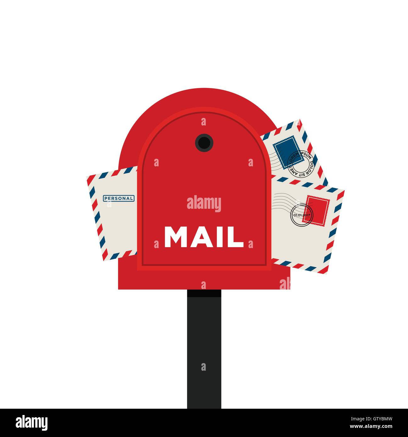 Mailbox letter flat design isolated on white background vector ...