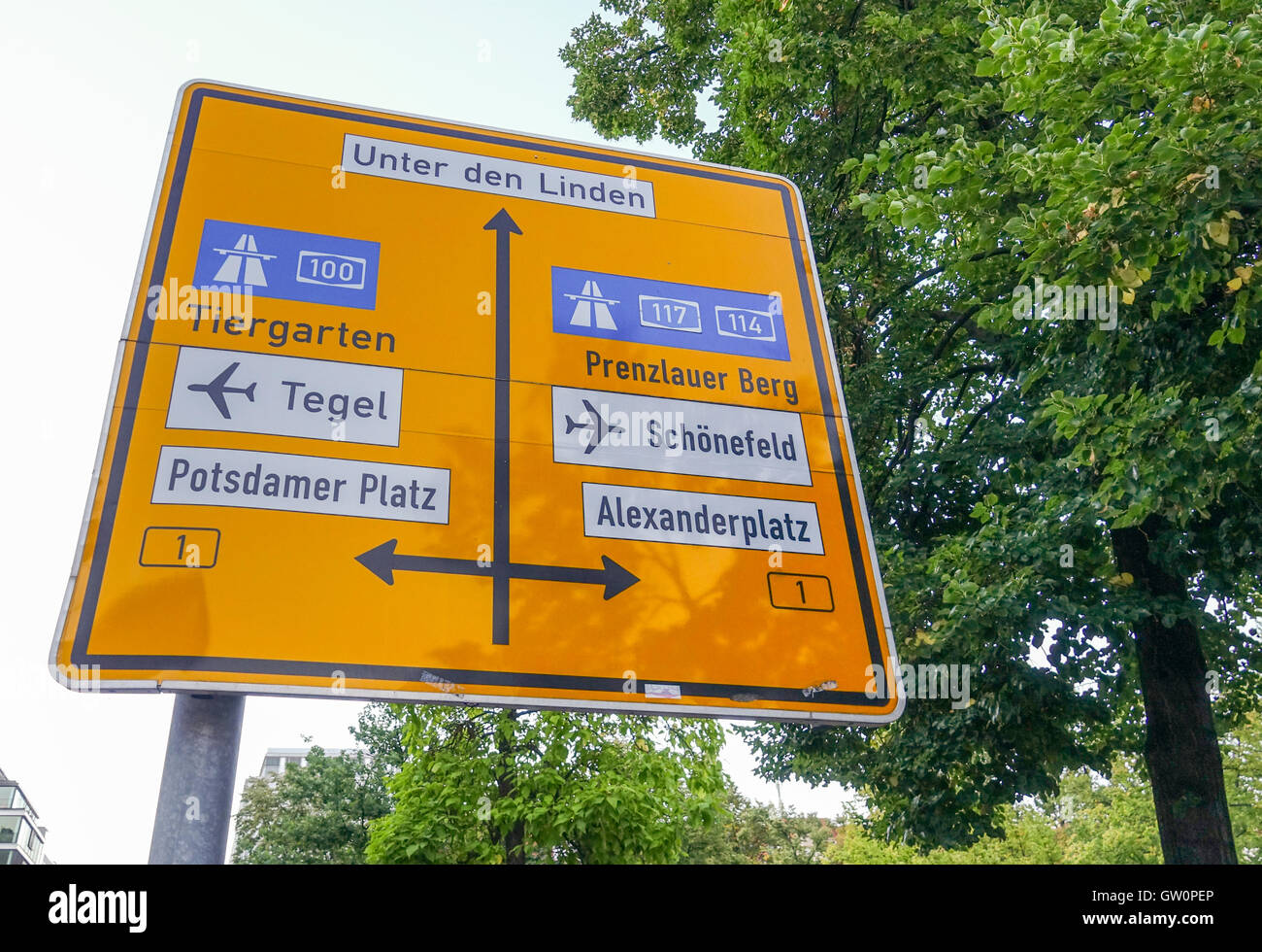 Direction signs to famous districts in Berlin Stock Photo - Alamy