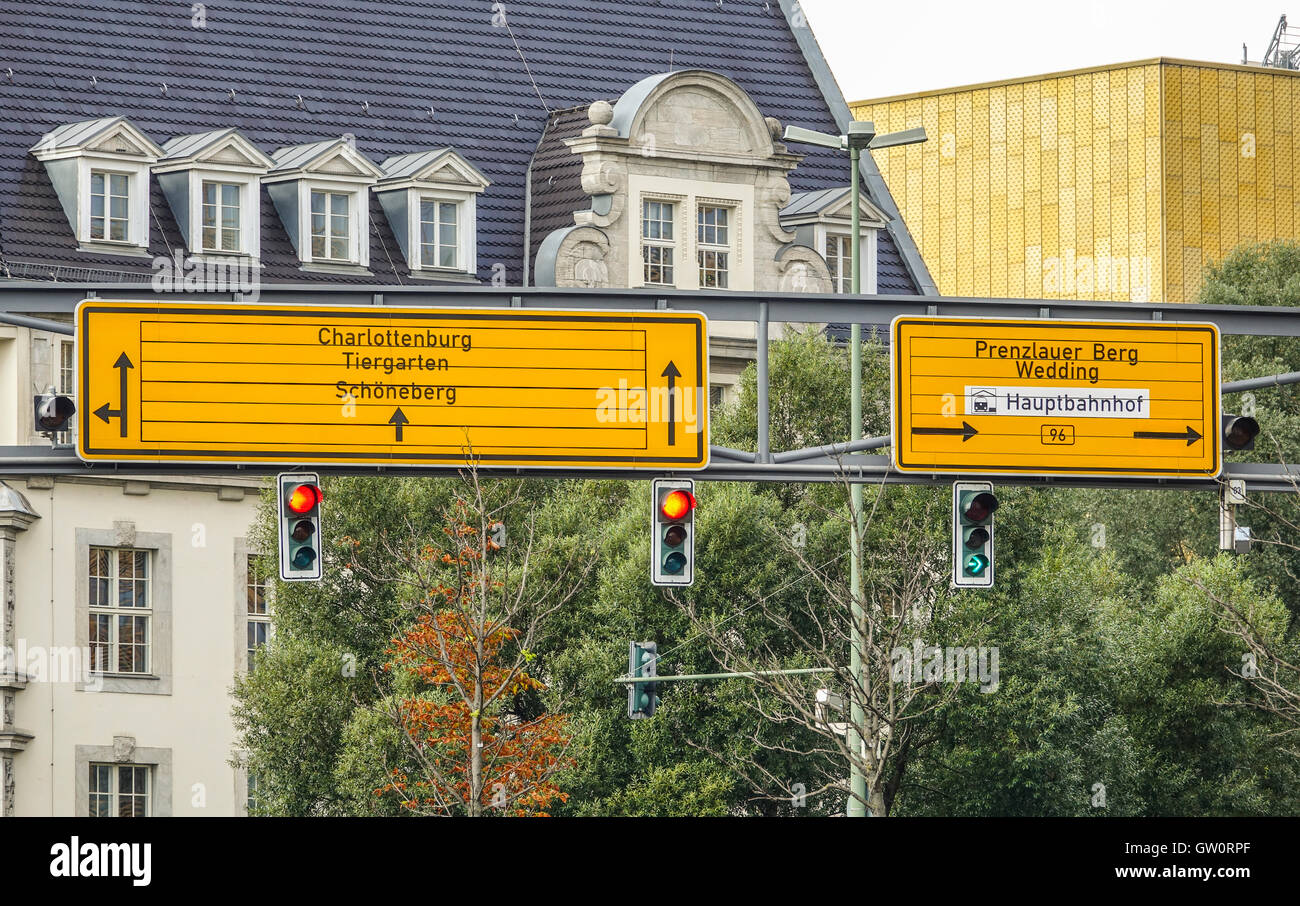 Street direction signs to different districts of Berlin Stock Photo - Alamy