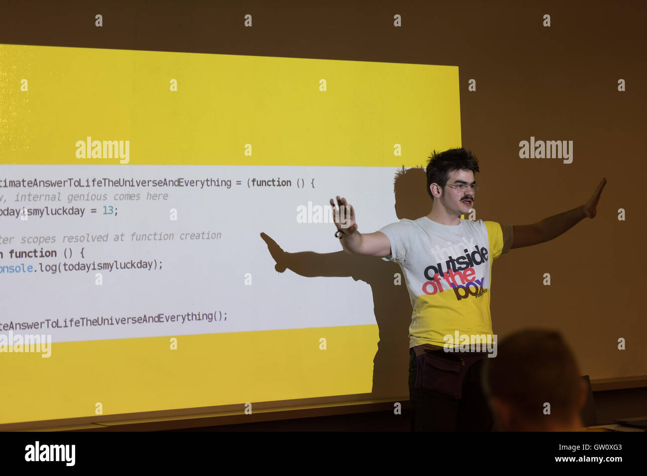 young computer technology students on code programming class have ...