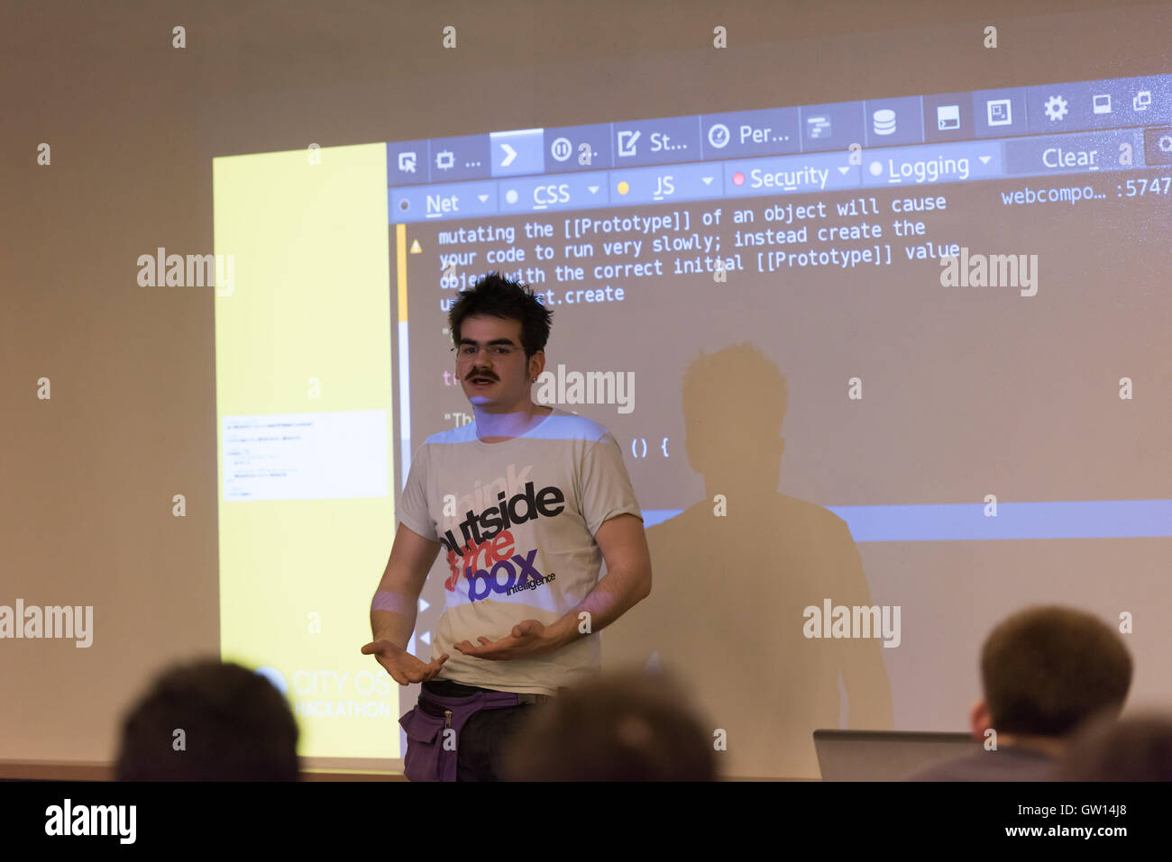 young computer technology students on code programming class have ...