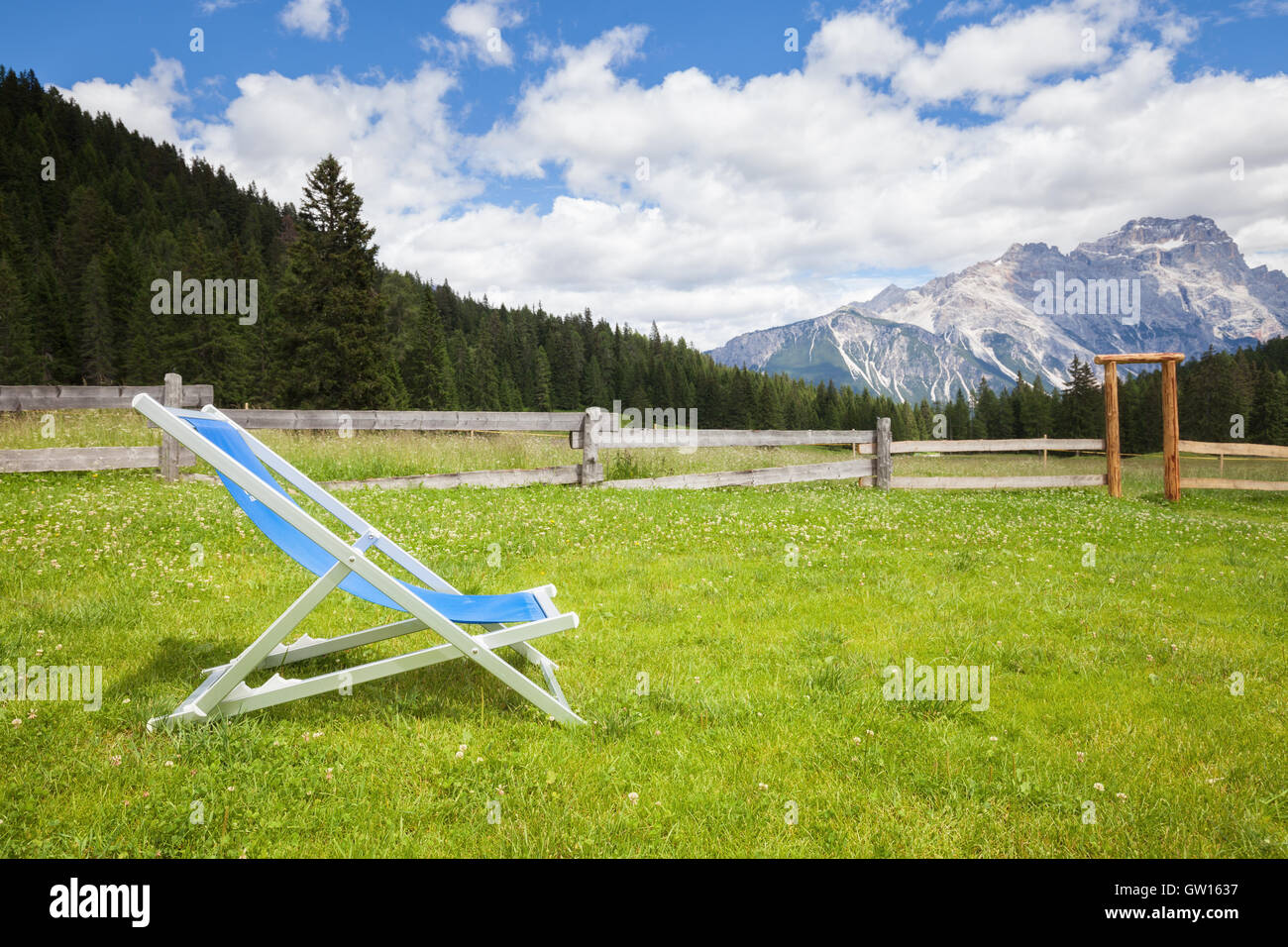 Relax lounge with mountain view Stock Photo - Alamy