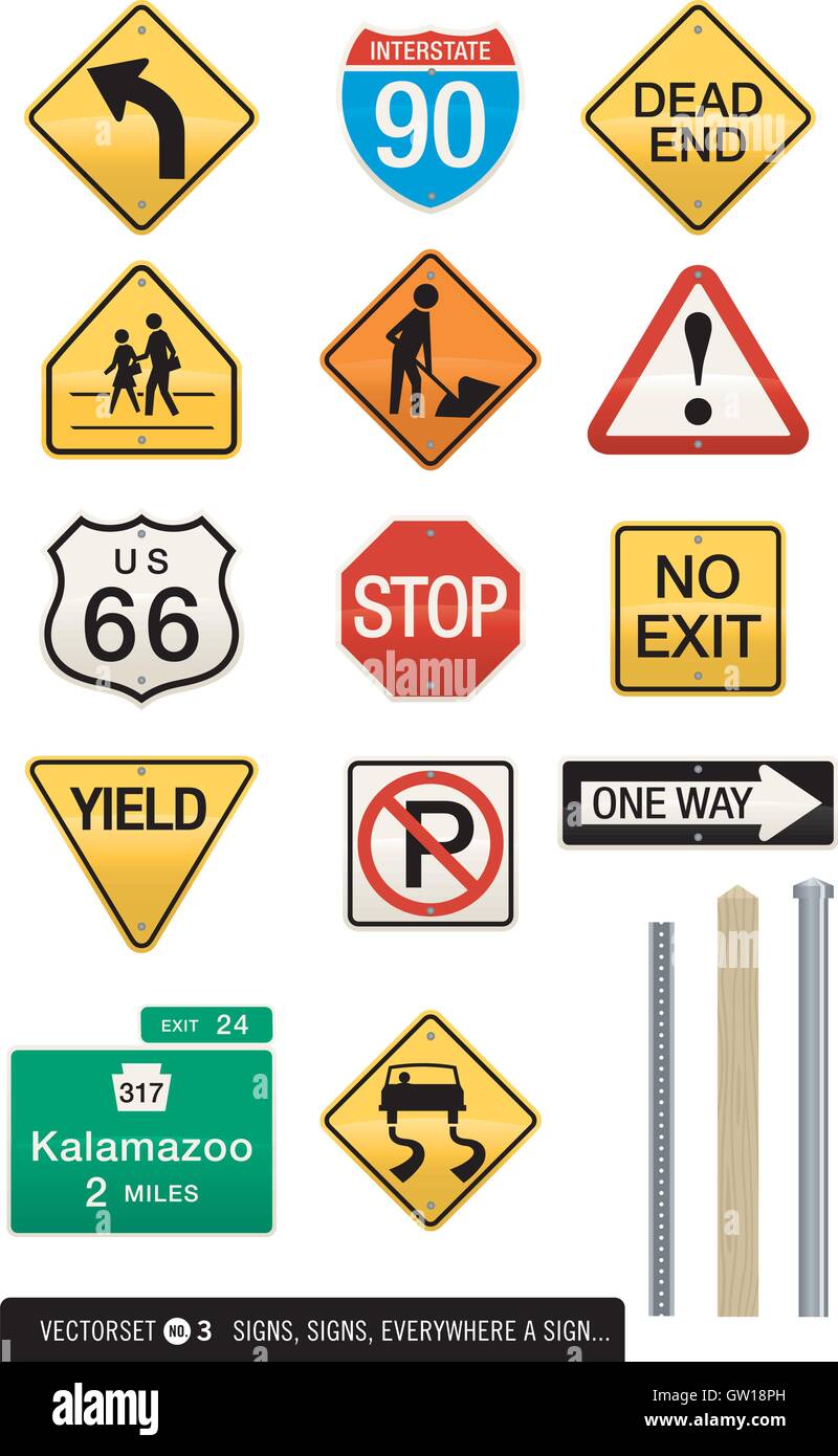 Set of 14 Highway Sign Vector Designs Stock Vector Image & Art - Alamy