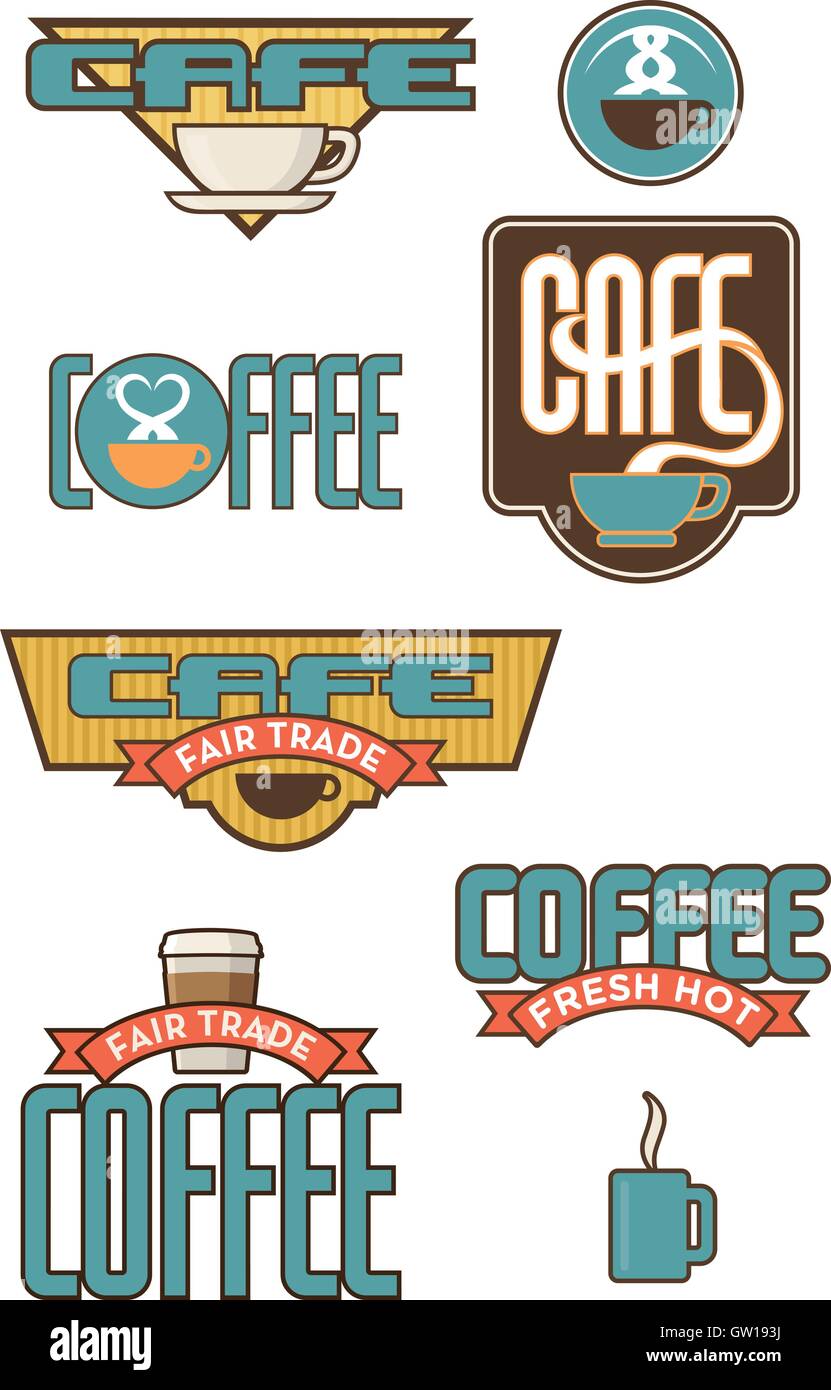 Set of 8 Coffee, Cafe, Restaurant Vector Design Elements. Great for ...