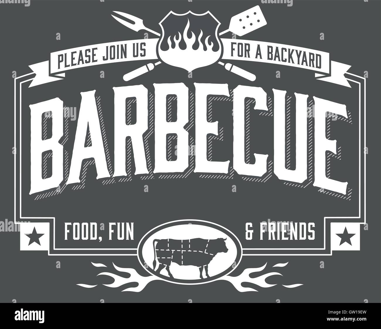 Backyard Barbecue Invitation Template Stock Vector Image & Art - Alamy