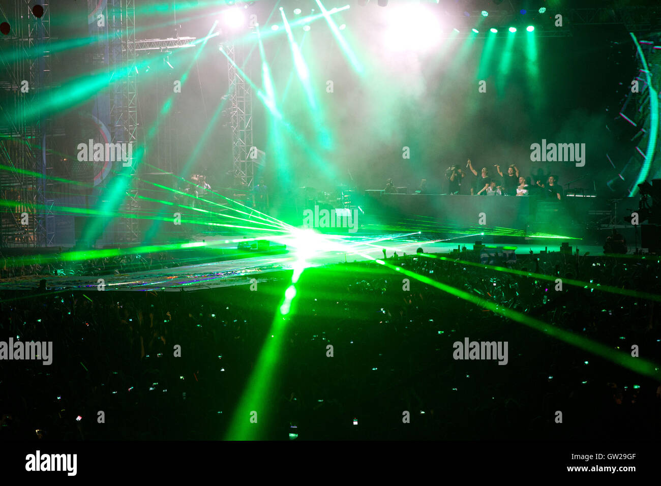 Laser show in Athens Greece Stock Photo - Alamy