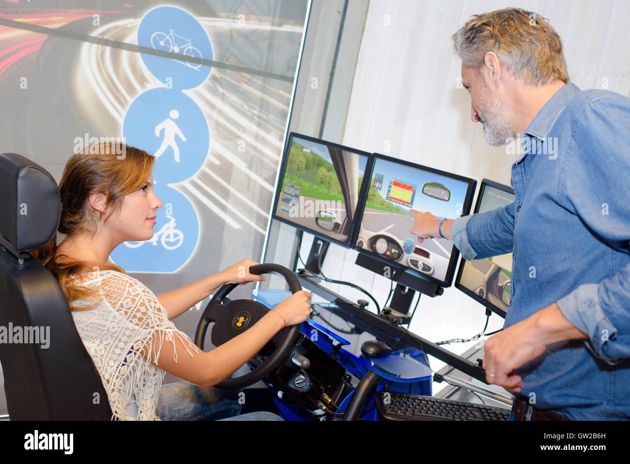 instruction for driving simulation Stock Photo - Alamy
