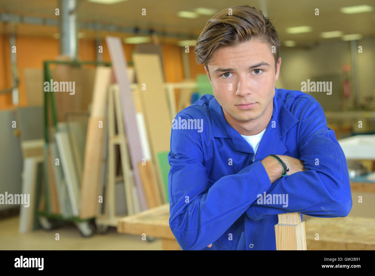 Portrait of young carpenter Stock Photo - Alamy