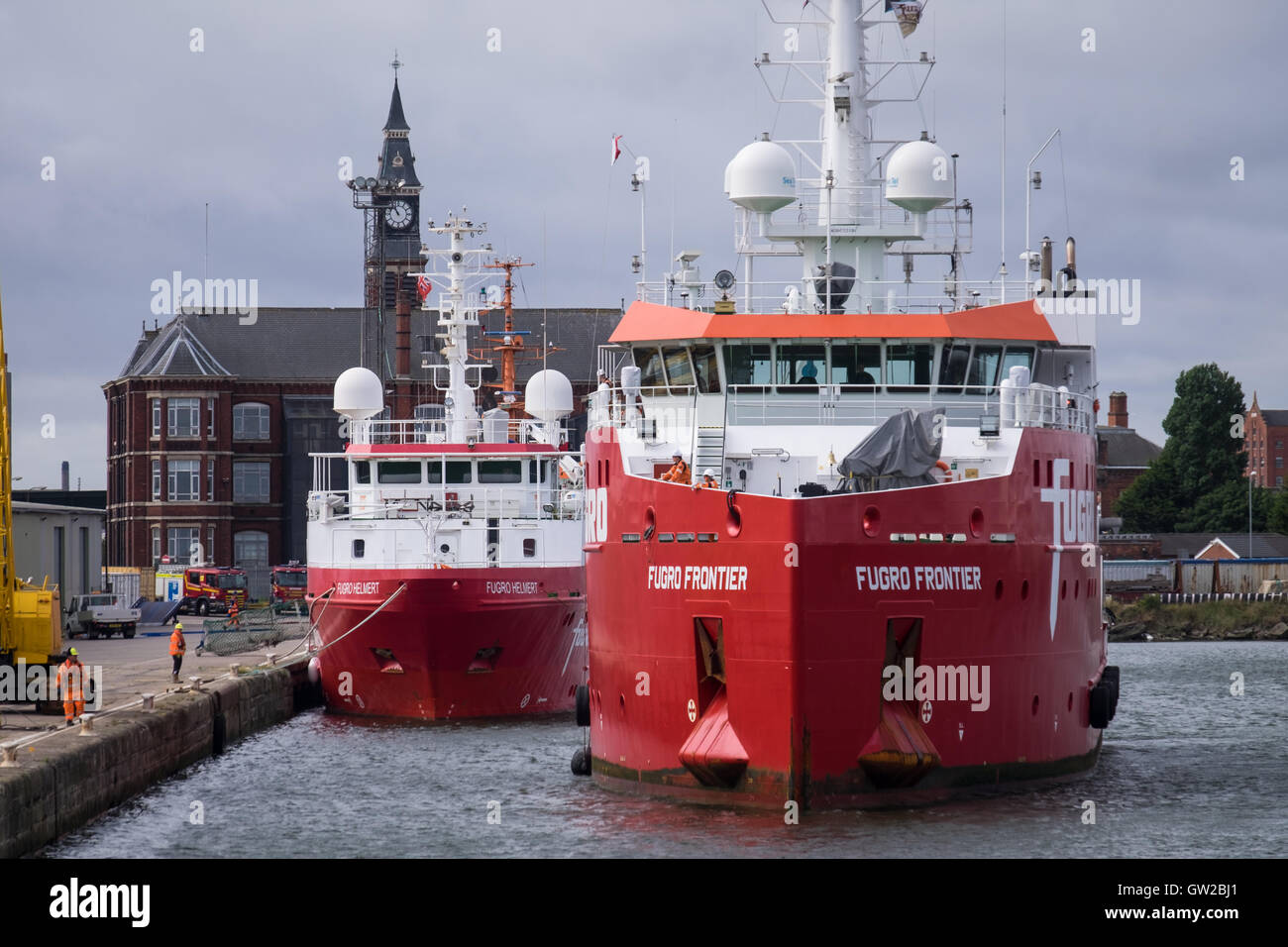 Survey vessels Fugro Helmert (left) and Fugro Frontier (right) in ...
