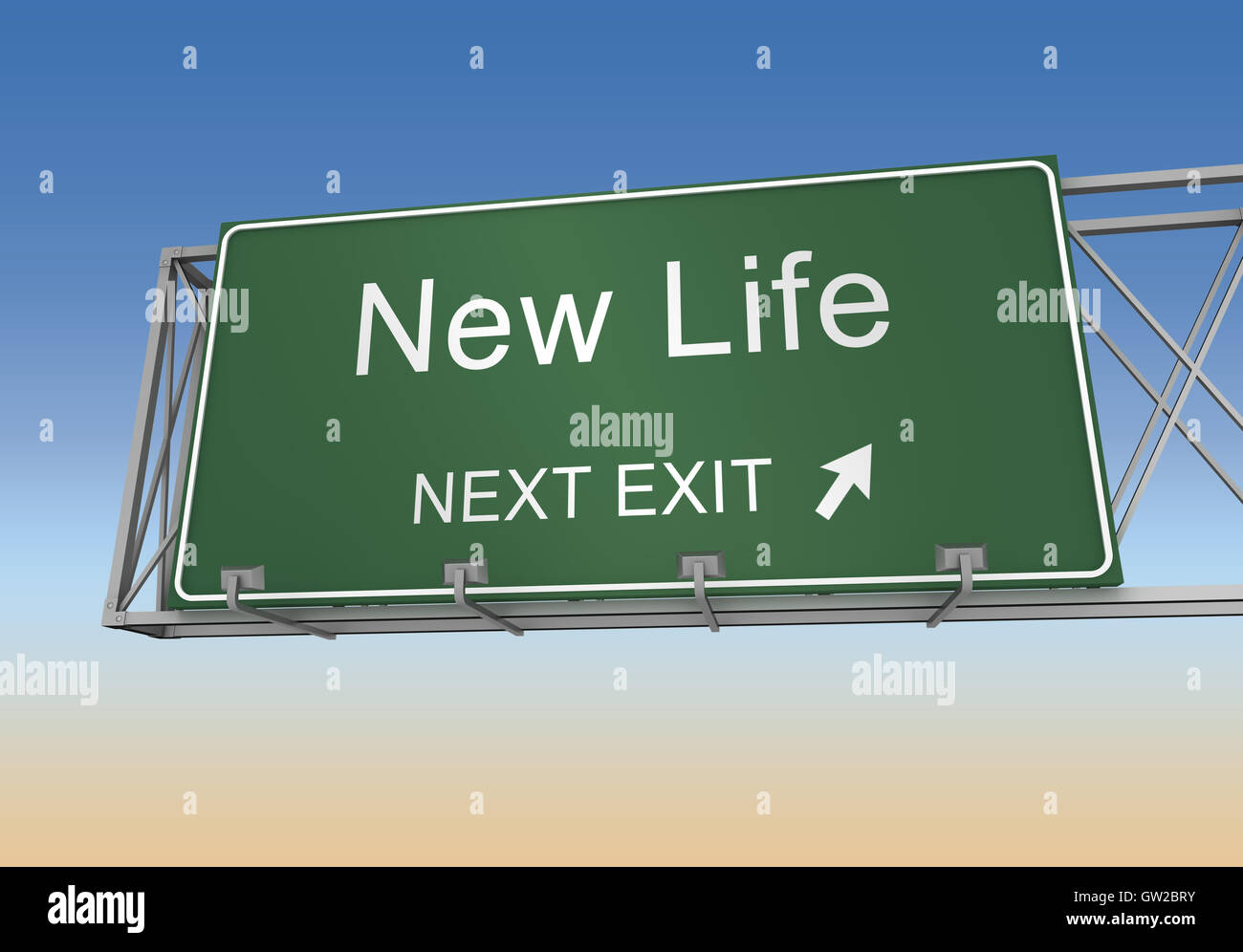 new life road sign 3d illustration Stock Photo - Alamy