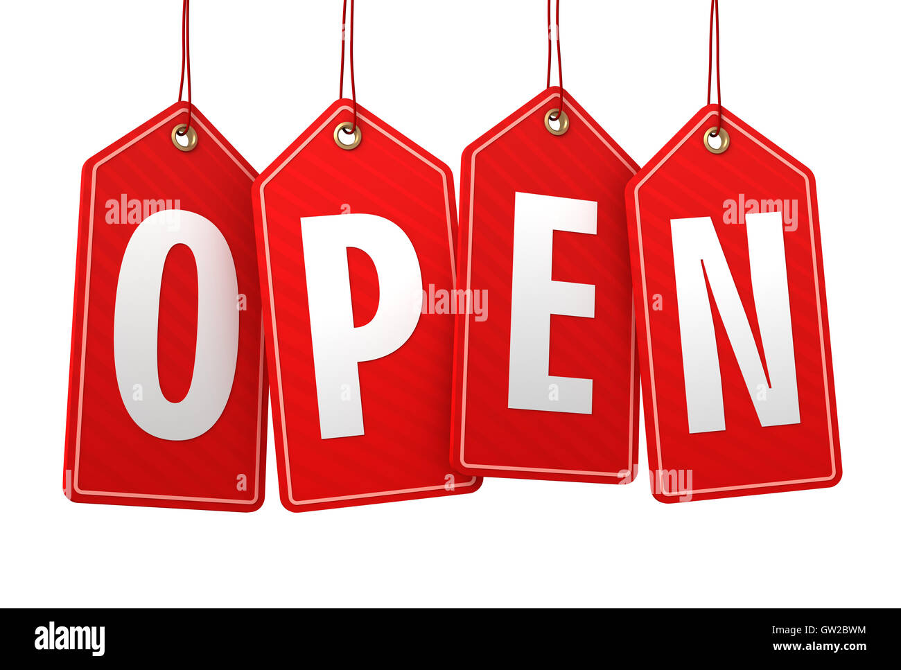 open tags concept 3d illustration Stock Photo - Alamy