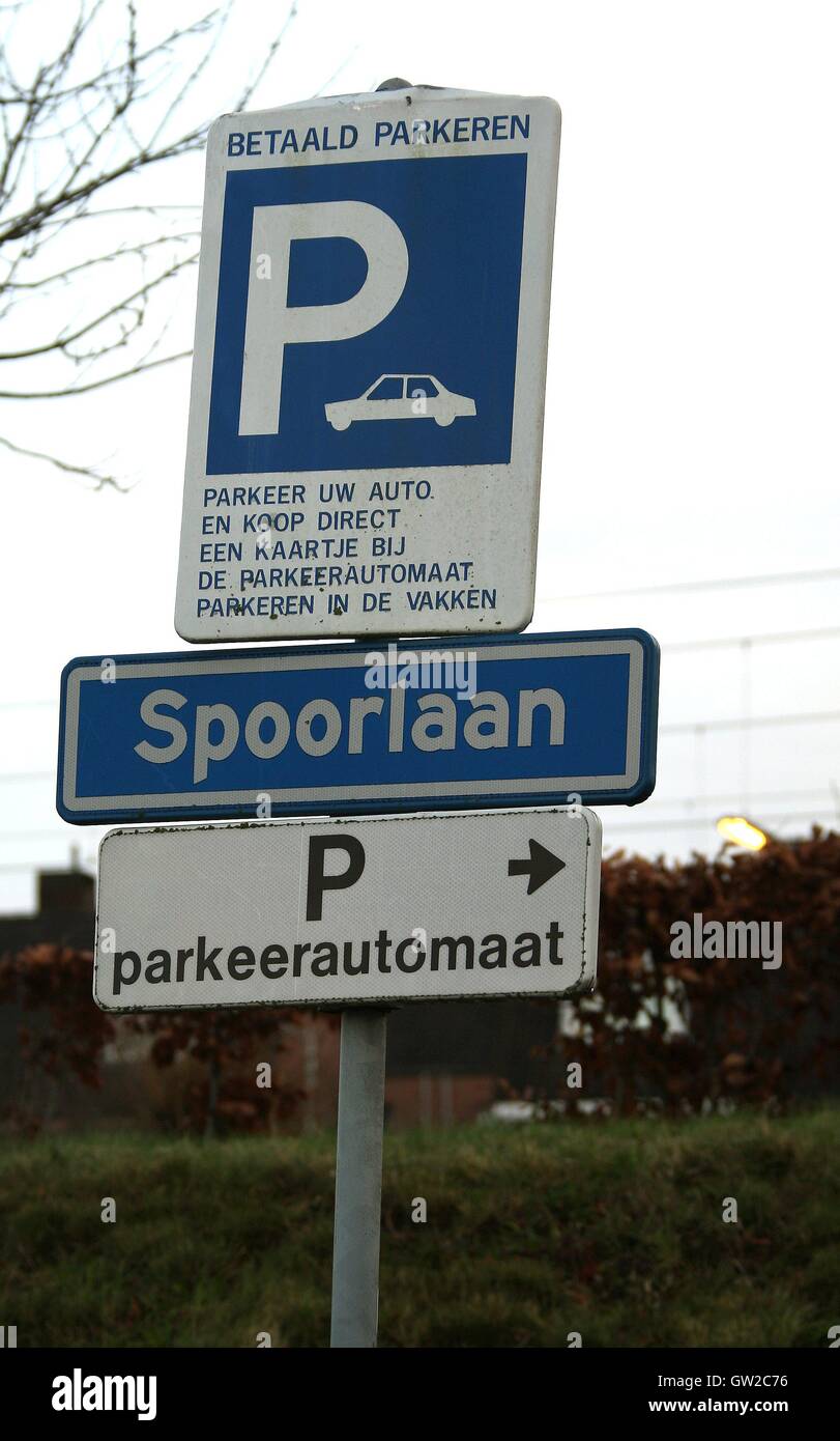 traffic information sign in the market city of Valkenburg South Holland ...