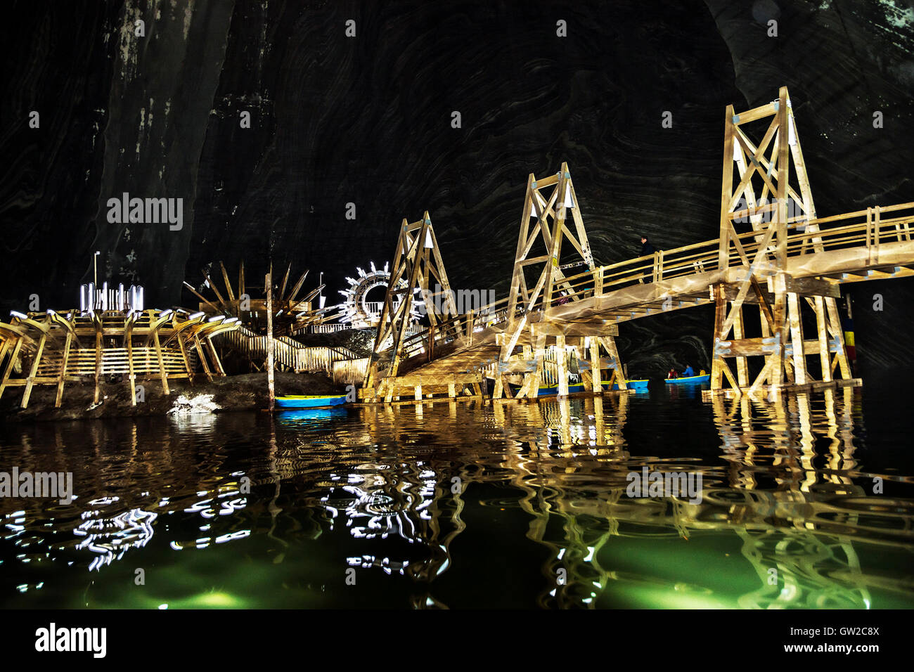 Underground salt mine in Turda ,popular attraction for many tourists ...
