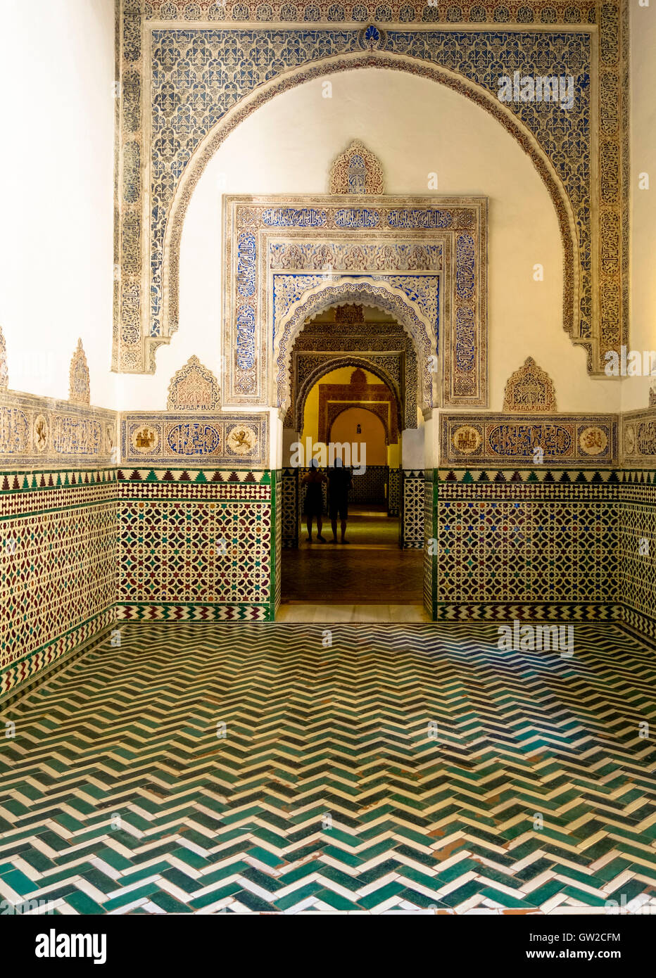 Moorish decorated doorways, Alcazar, Royal palace, Seville, Andalusia ...