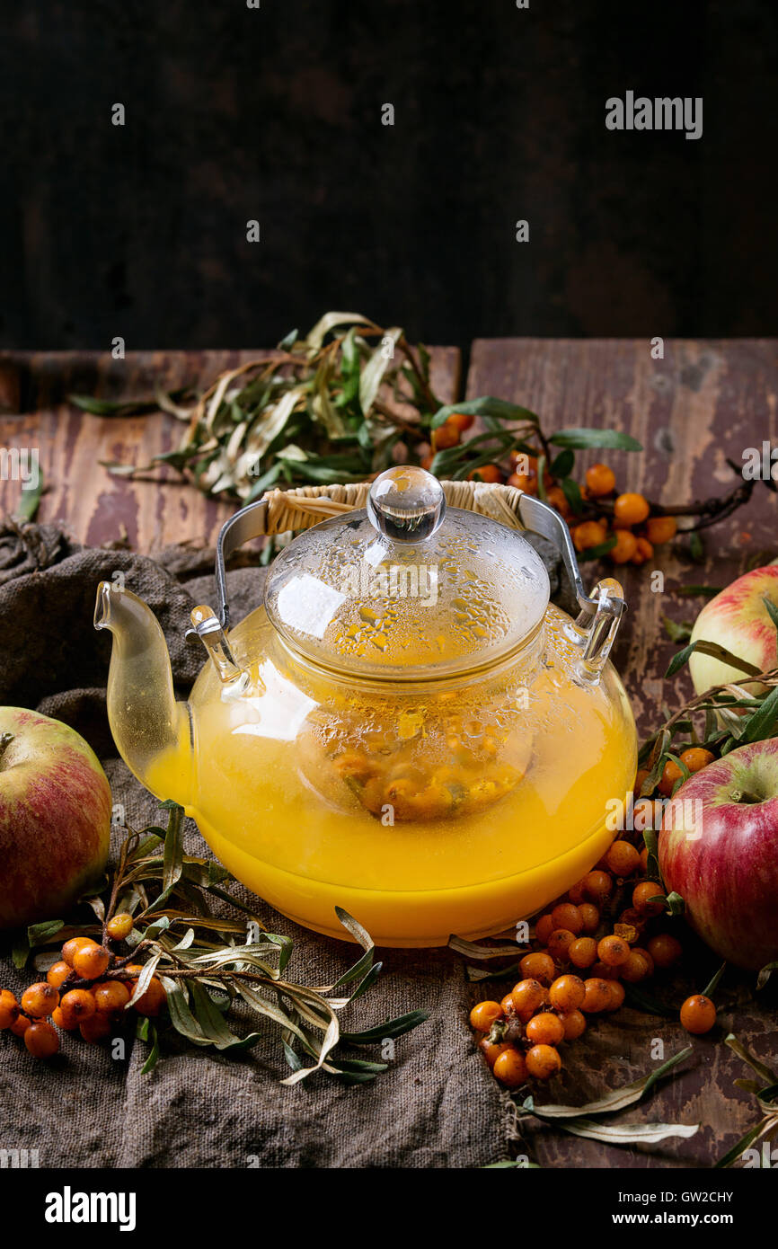 Berry sea buckthorn tea Stock Photo - Alamy
