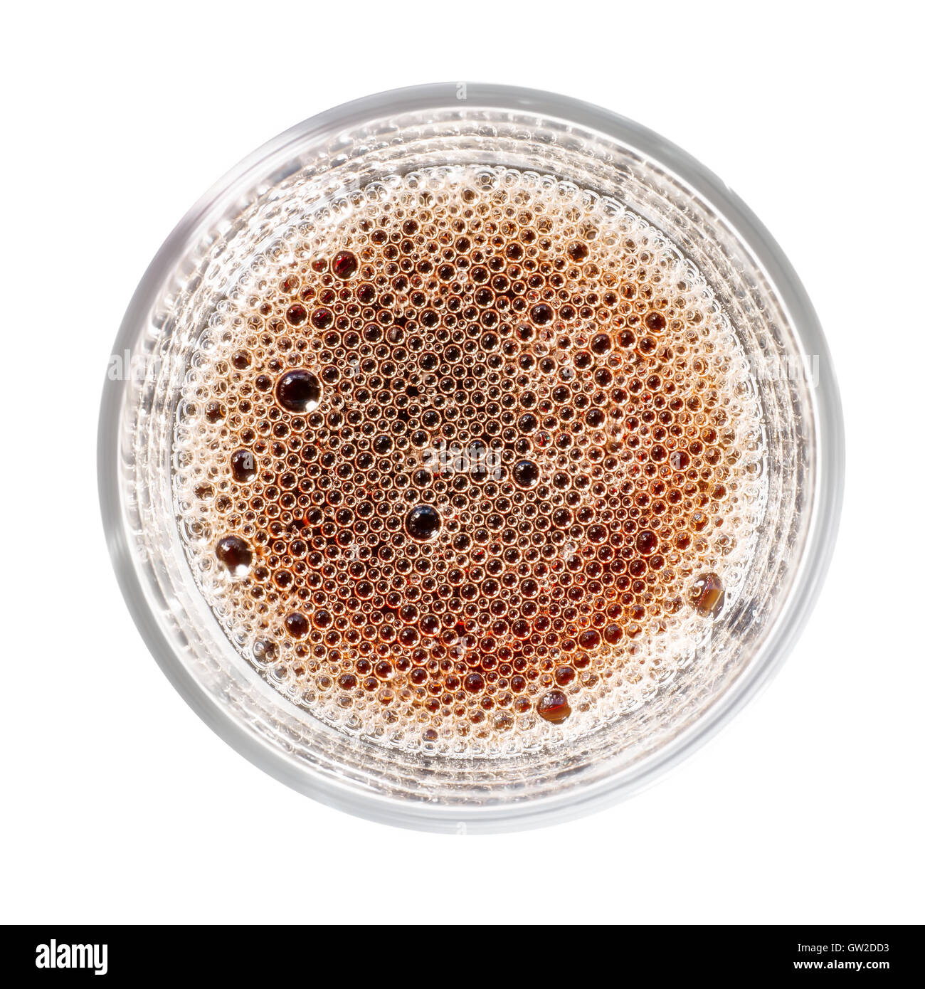 Cola soft drink with bubbles. Top view isolated on white Stock Photo ...