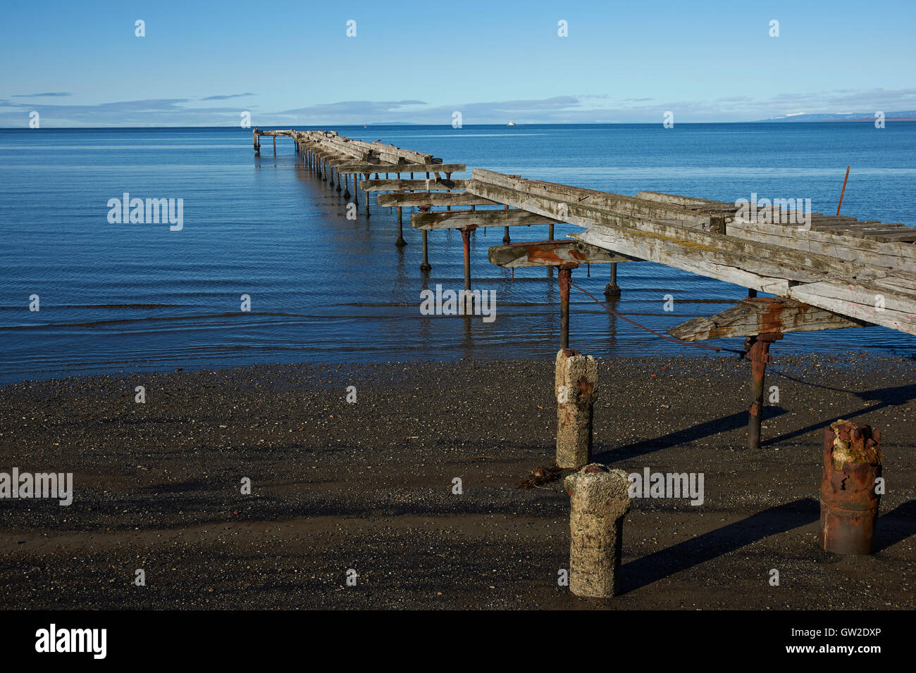 Historic waterfront of Punta Arenas running along the Magellan Strait ...