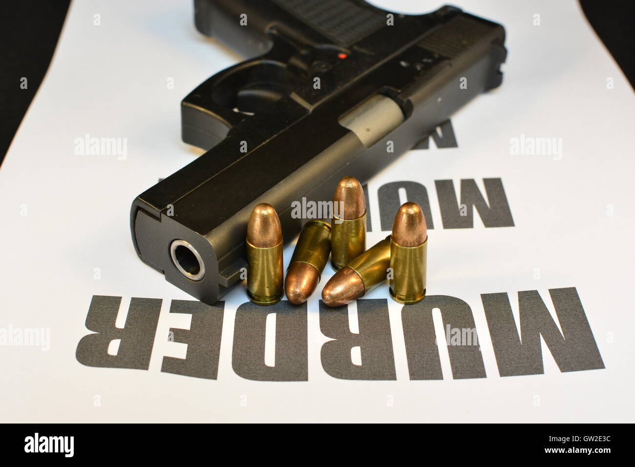 Crime Murder Handgun With Bullets Gun Violent Crime Stock Photos ...