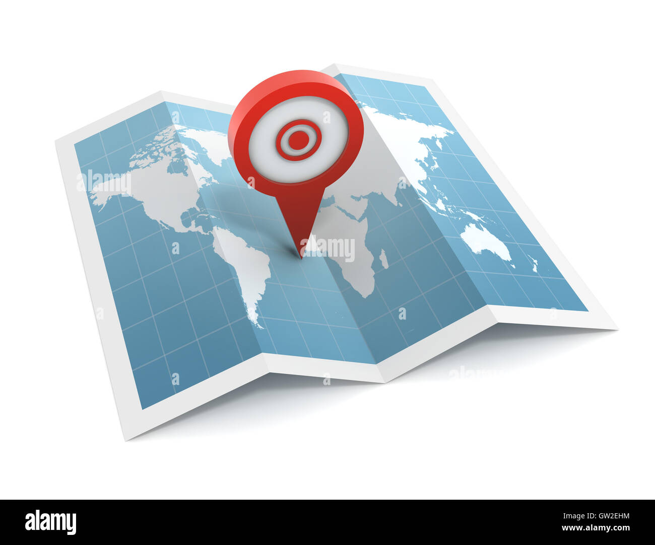 pushpin on map 3d illustration Stock Photo - Alamy