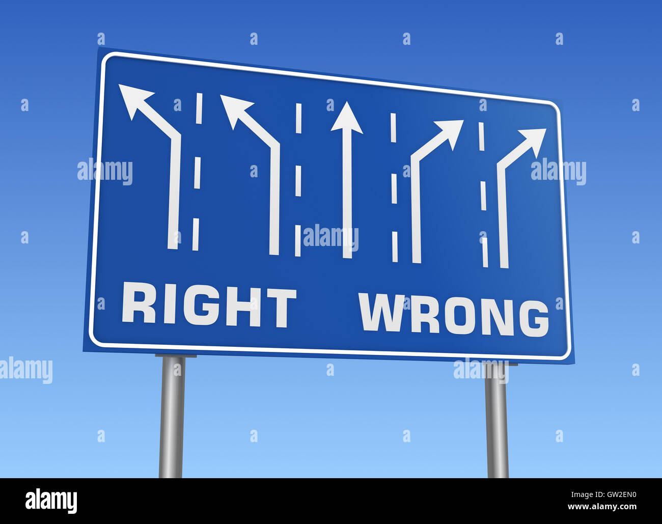right wrong road sign 3d illustration Stock Photo - Alamy