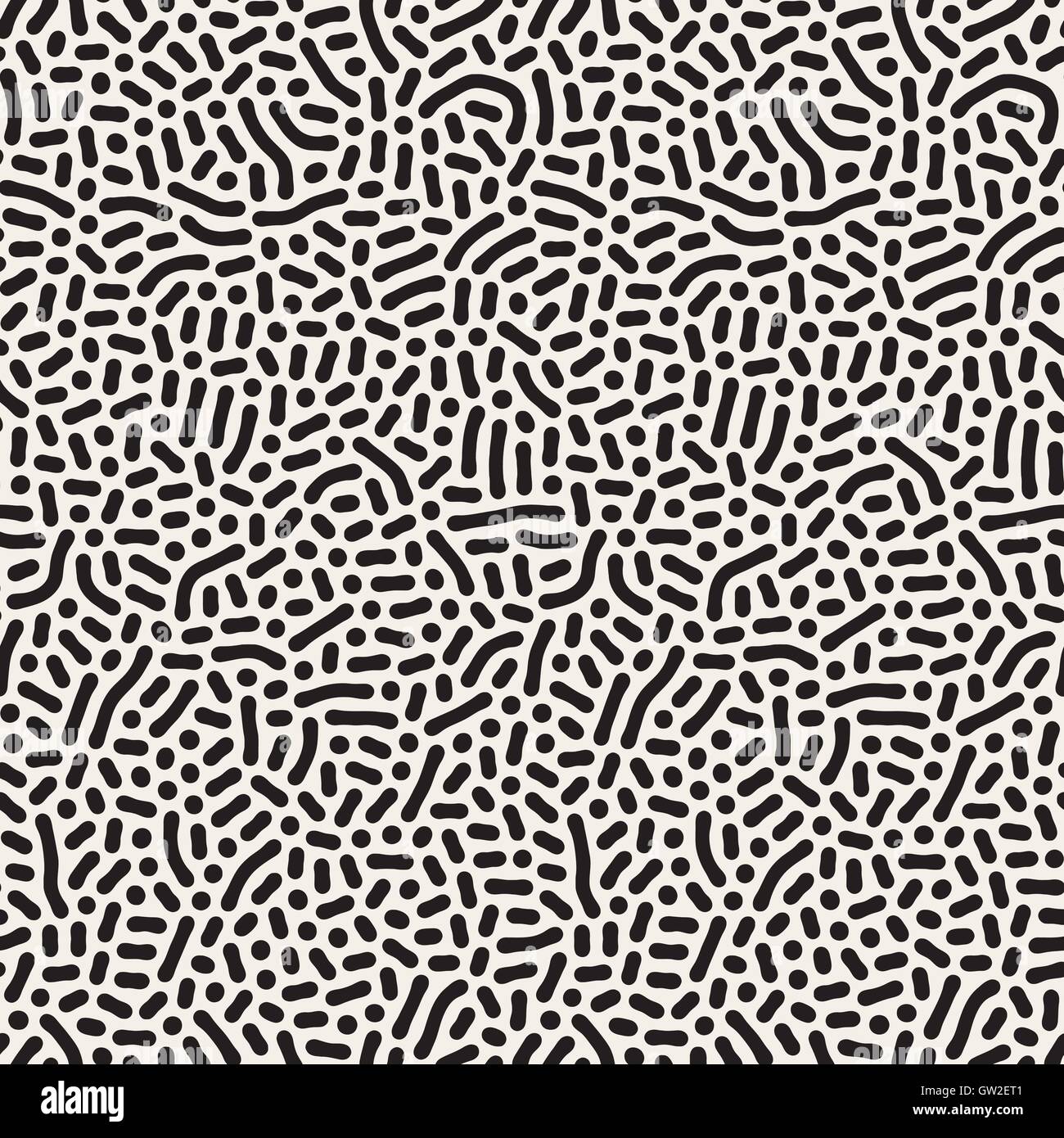 Vector Seamless Black and White Organic Lines Pattern Stock Vector ...