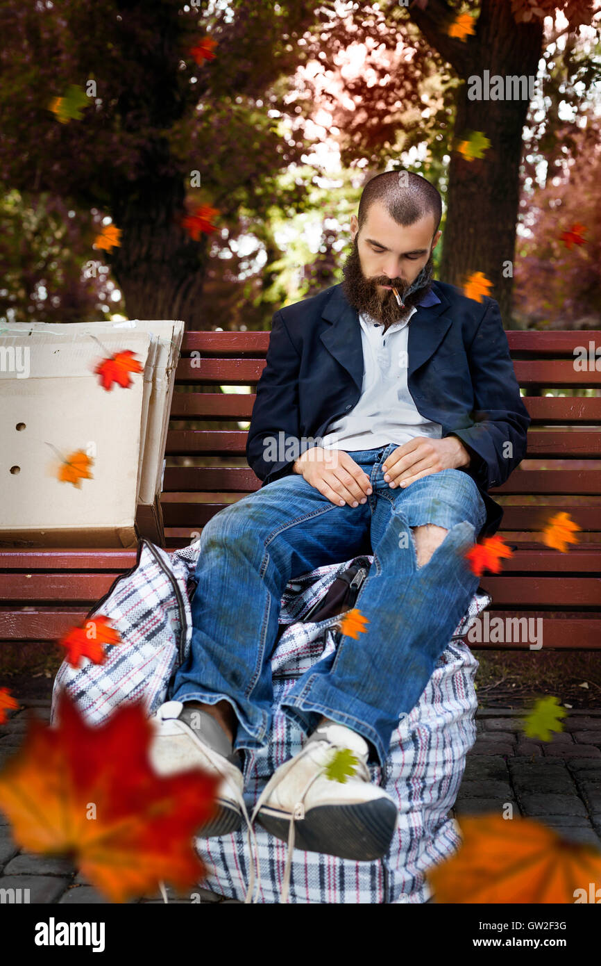 Homeless vagrant sleeping hobo hi-res stock photography and images - Alamy