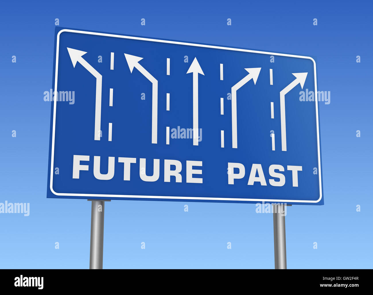 future past road sign 3d illustration Stock Photo - Alamy