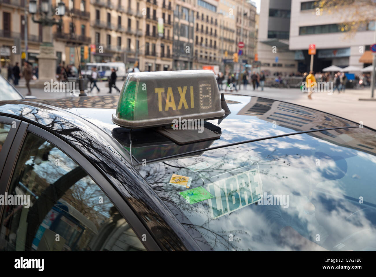 A Taxi in Barcelona, Spain Stock Photo - Alamy