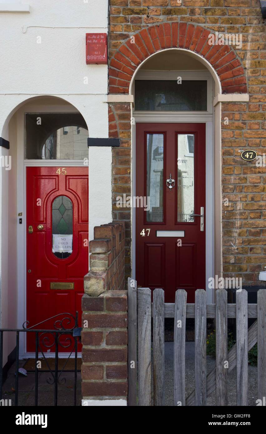 Traditional british house doors in London Stock Photo - Alamy