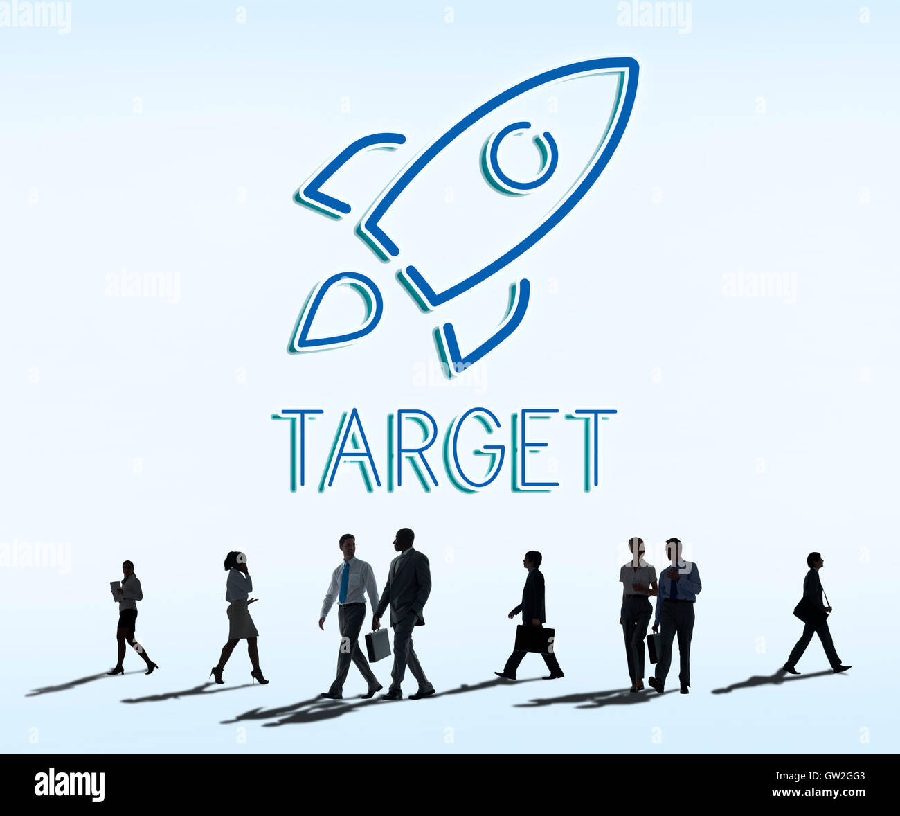 Business Goals Rocketship Target Concept Stock Photo - Alamy