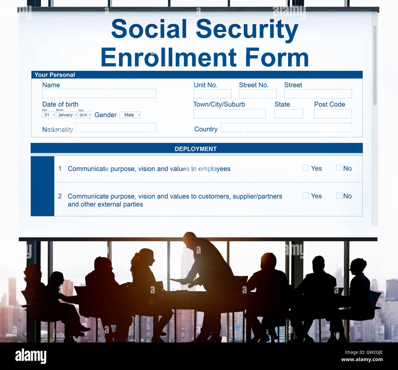 Social Security Enrollment Form Document Concept Stock Photo - Alamy