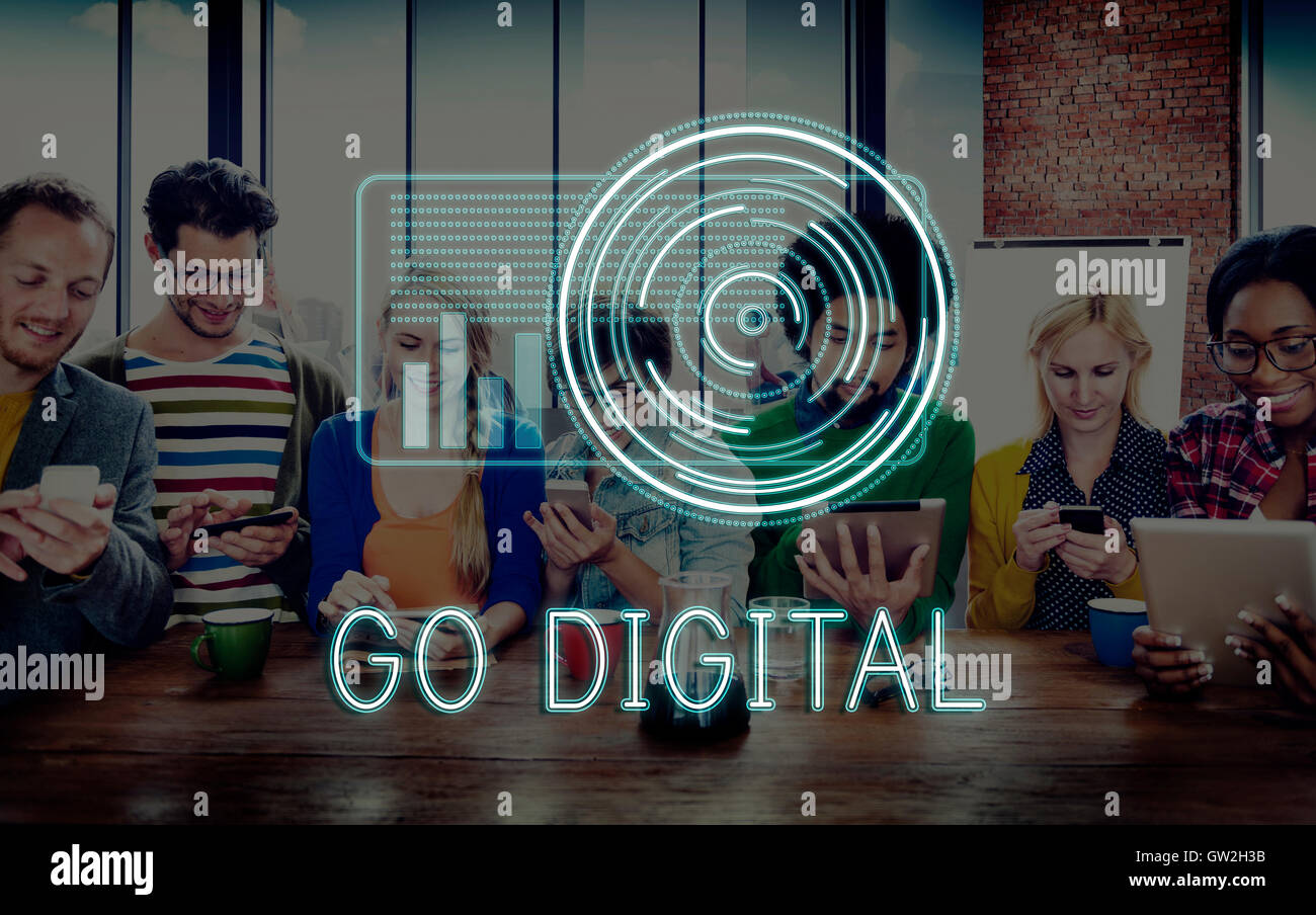 Diverse People Digital Devices Wireless Communication Concept Stock ...