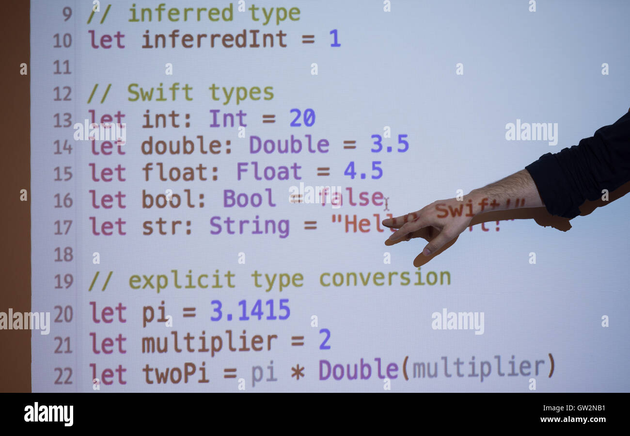 young computer technology students on code programming class have ...