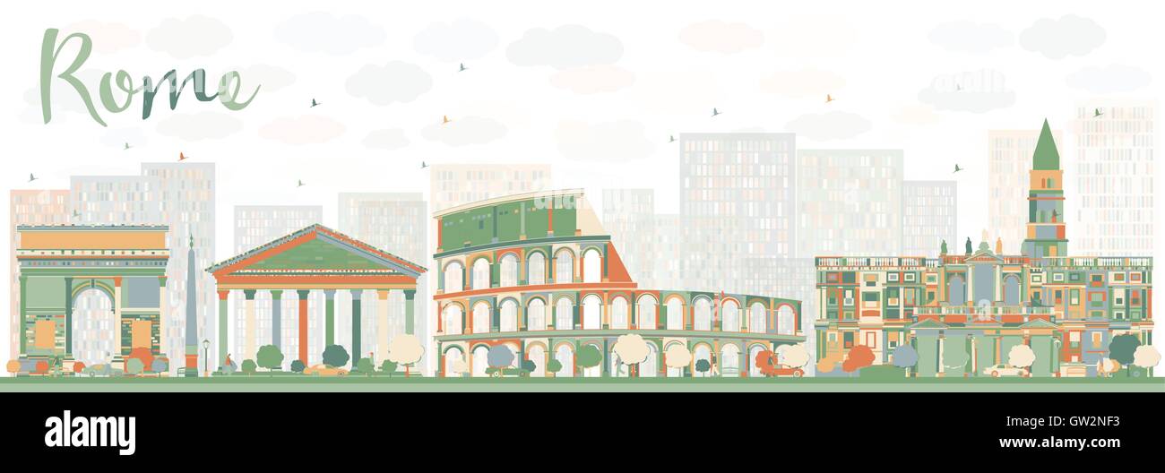 Abstract Rome Skyline with Color Landmarks. Vector Illustration ...
