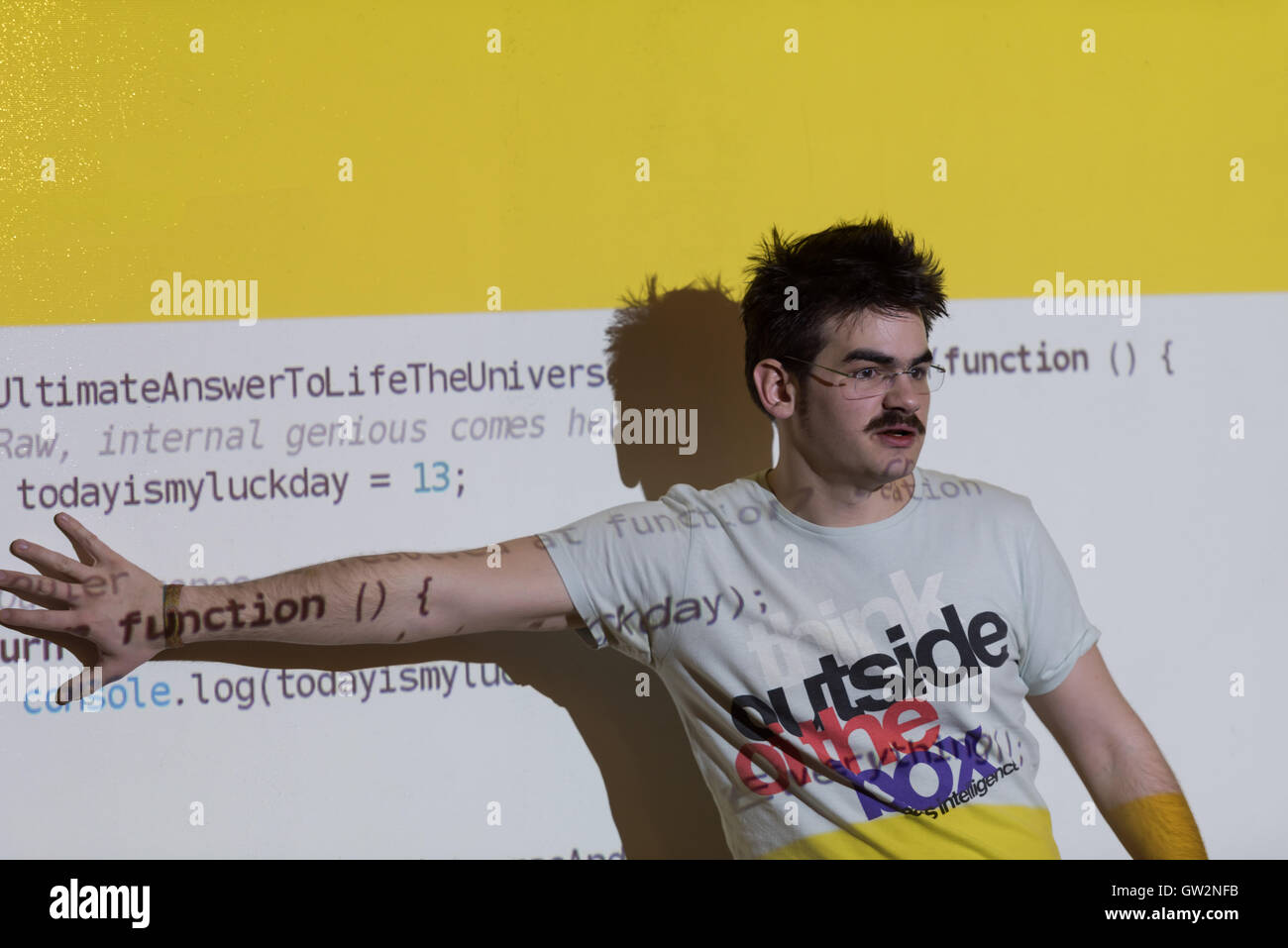 young computer technology students on code programming class have ...