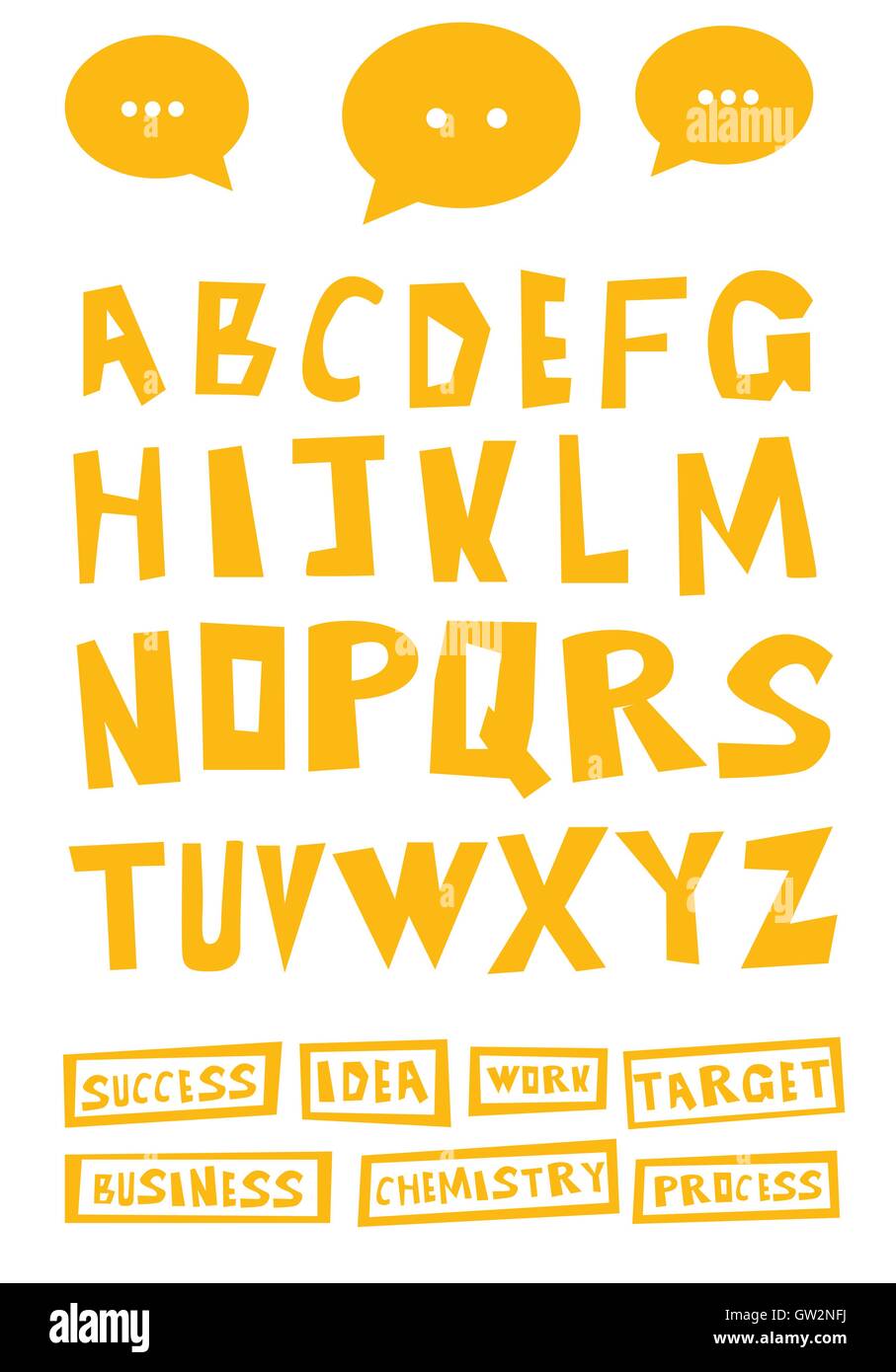 Hand Drawn Decorative Cartoon ABC Letters. Vector illustration. Great ...