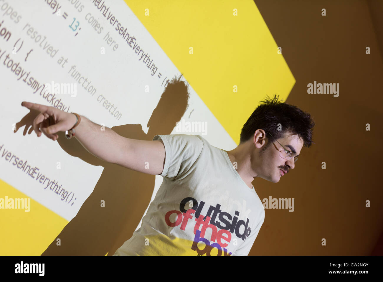 young computer technology students on code programming class have ...