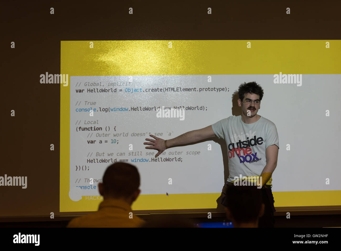 young computer technology students on code programming class have ...
