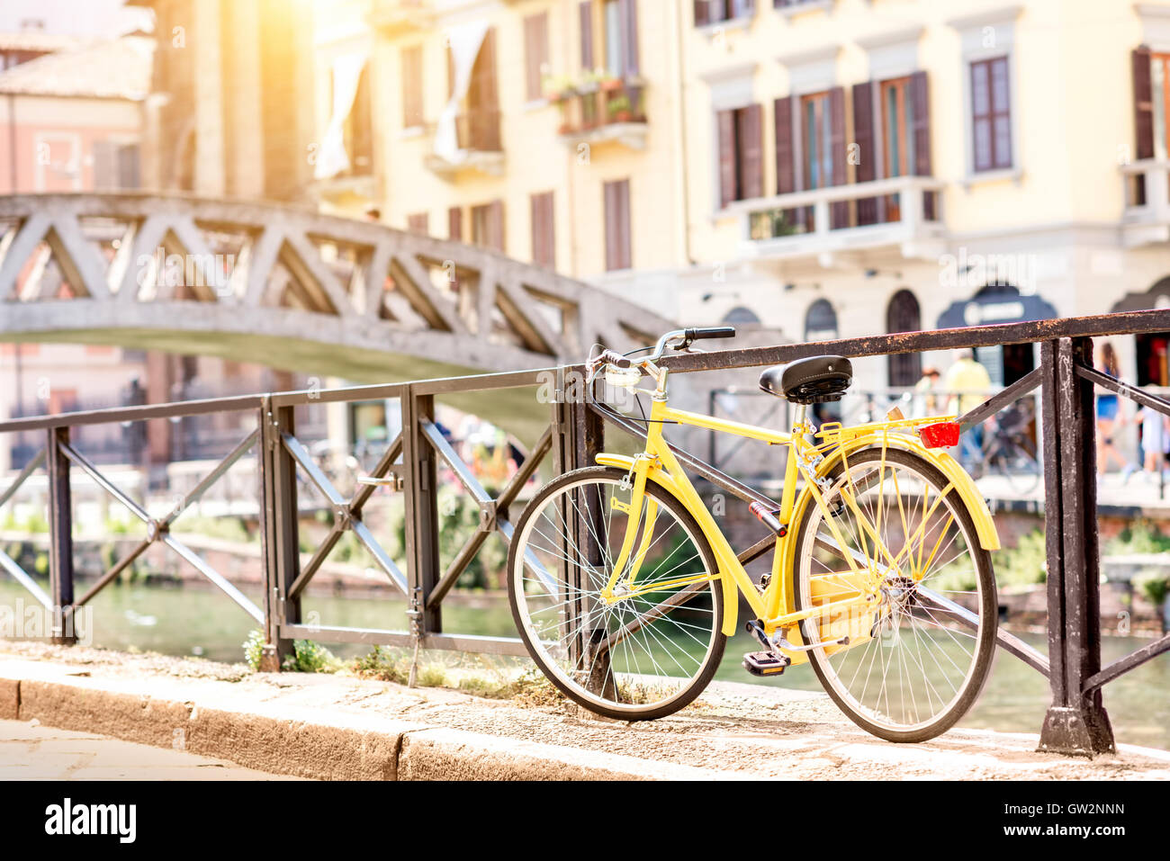 Water canal in Milan Stock Photo - Alamy