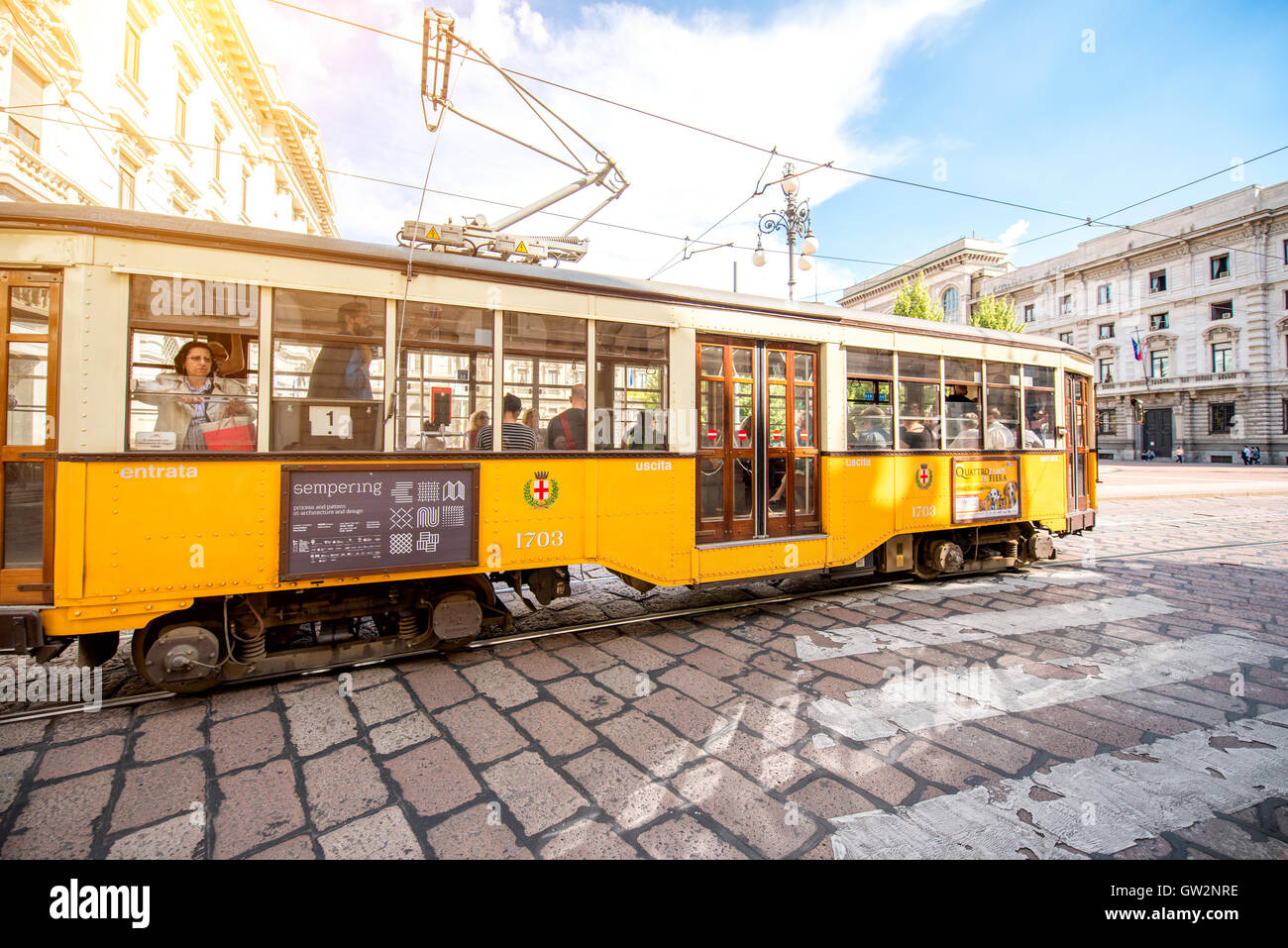 Old tram in Milan Stock Photo - Alamy