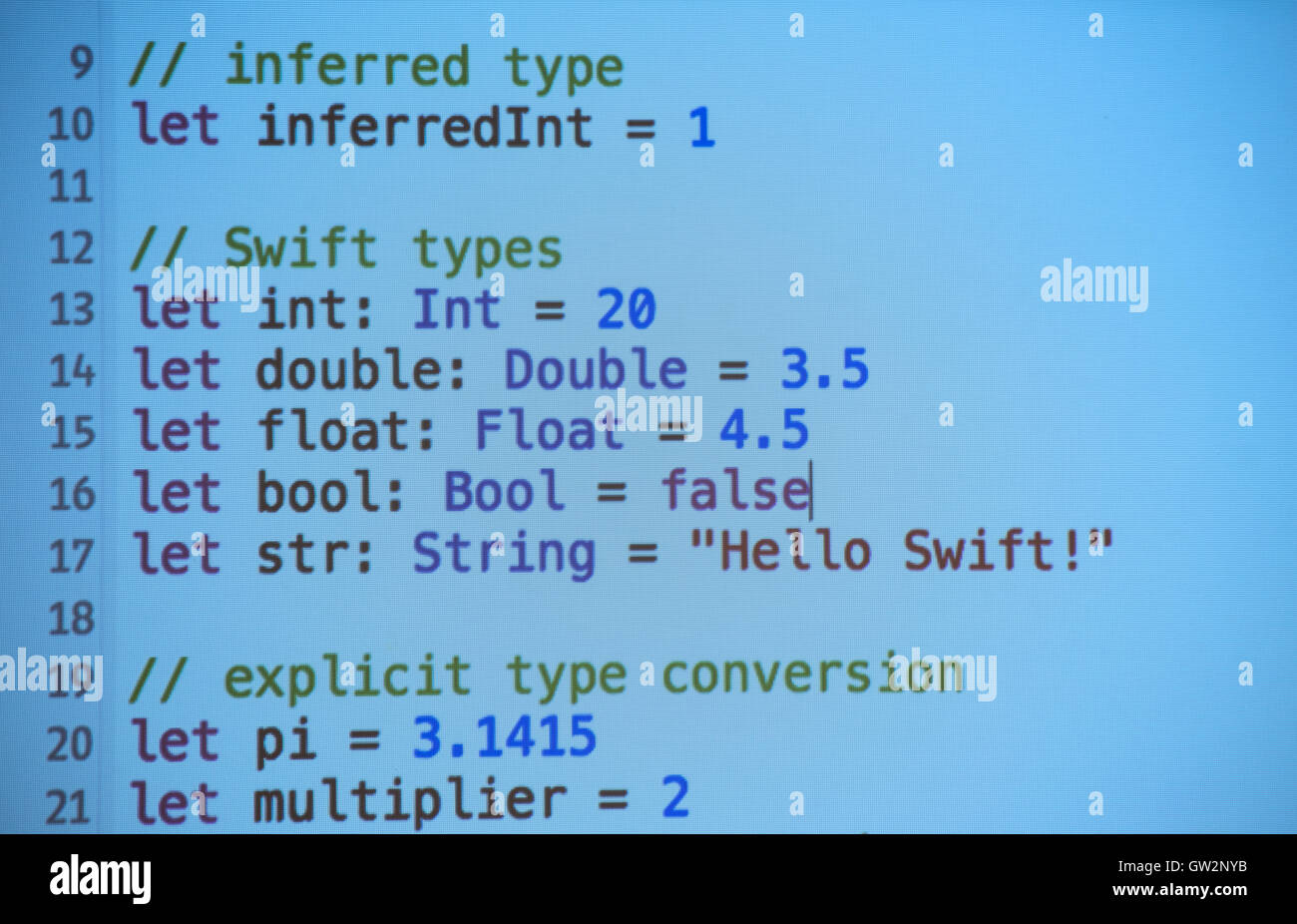 java program code on projector screen at programming class Stock Photo ...