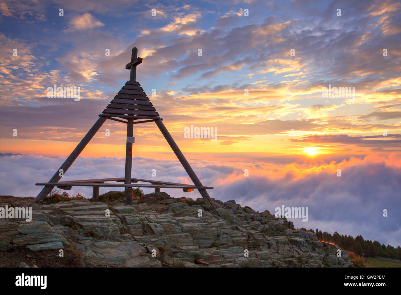 Amazing morning in Gerlitzen Apls in Austria.Inverse weather and view ...