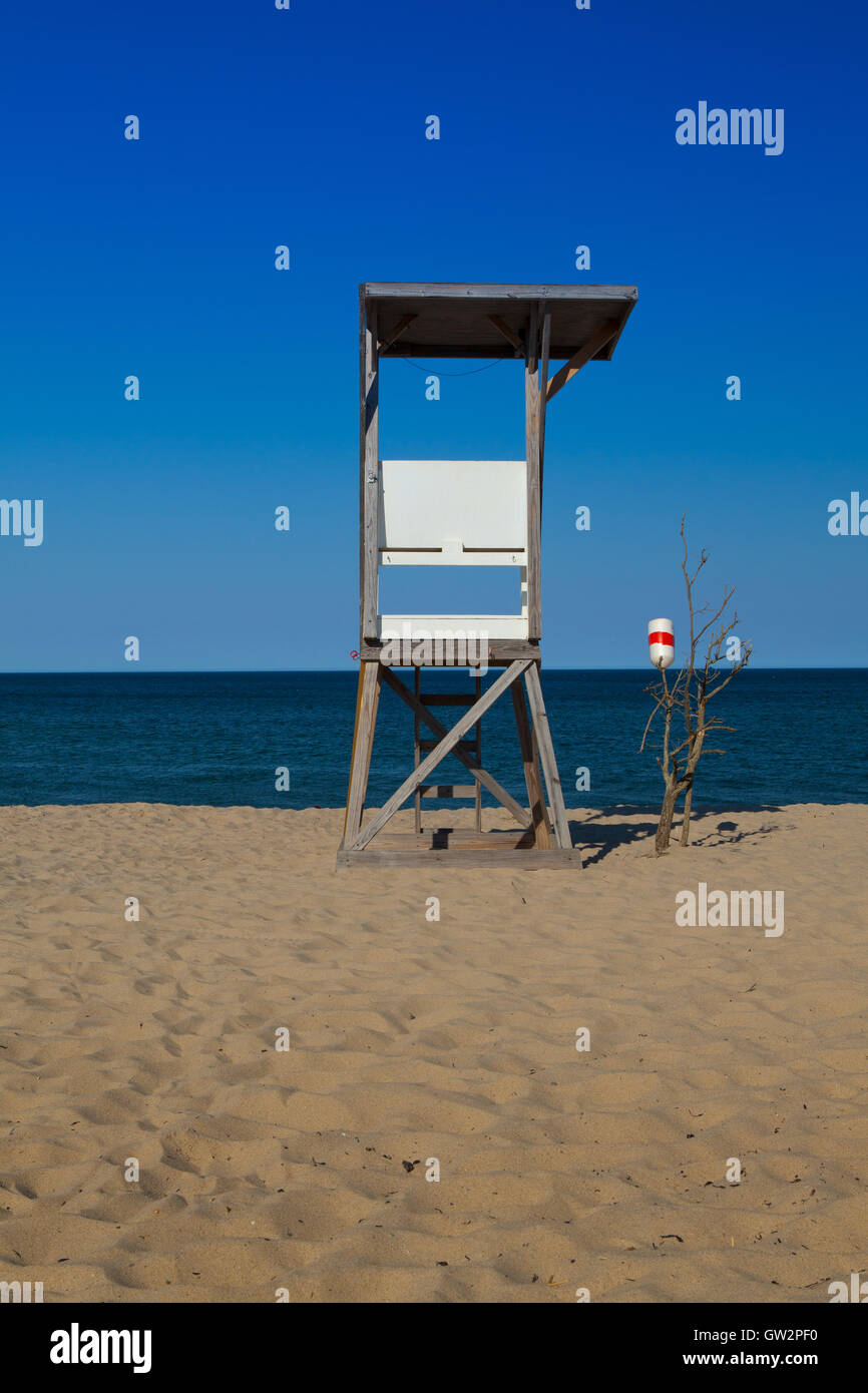 Watchtower on the empty beach, Cape Cod, Massachusetts, USA Stock Photo ...