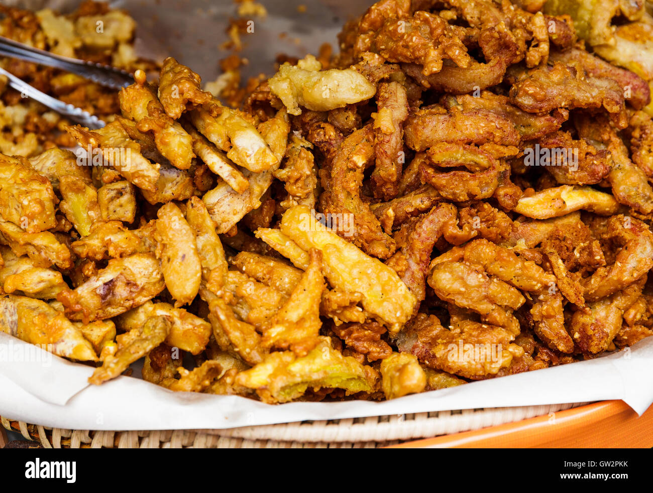 Fried food on food market in Thailand Stock Photo - Alamy